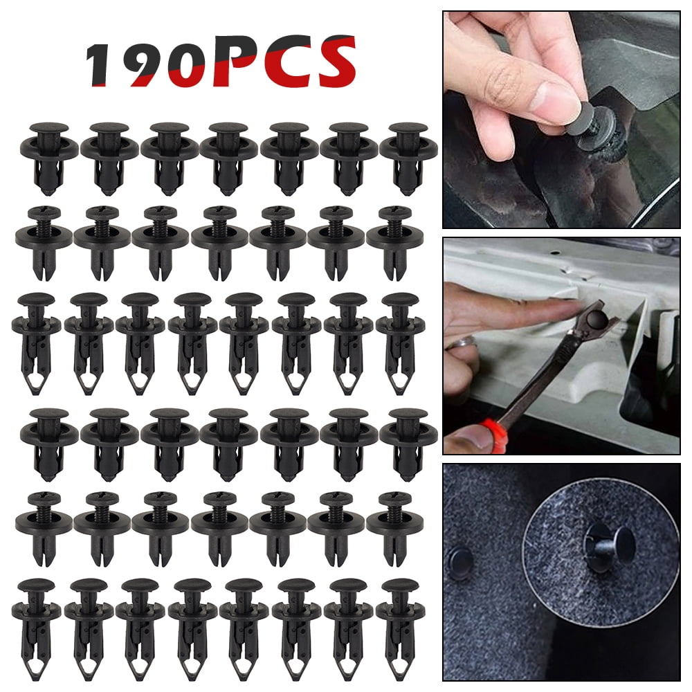 Pluokvzr 190Pcs Universal Car Retainer Clips, Bumper Fasteners, 6 Sizes ...
