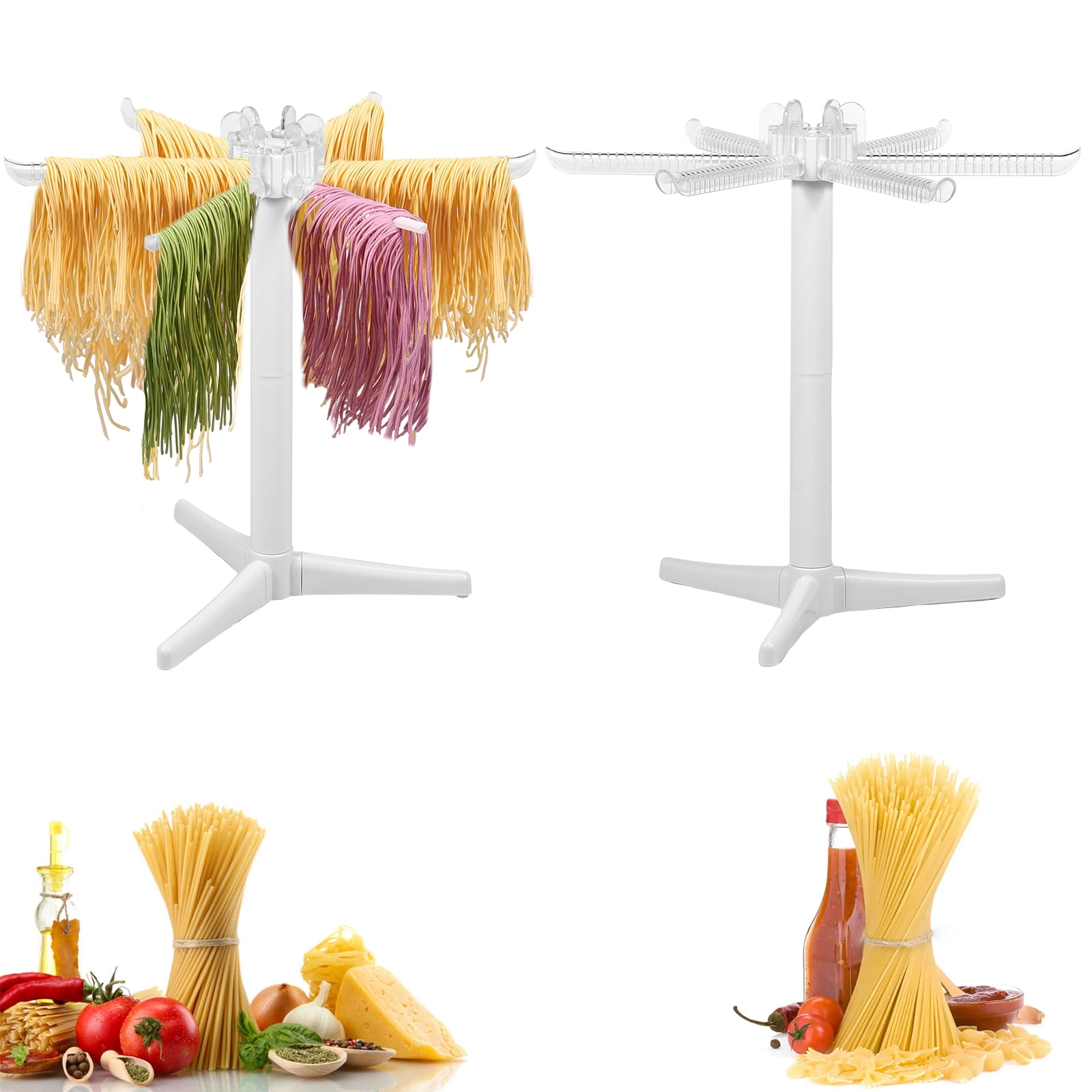 Pluokvzr 2 Pack Collapsible Pasta Drying Rack, Kitchen Noodle Drying ...