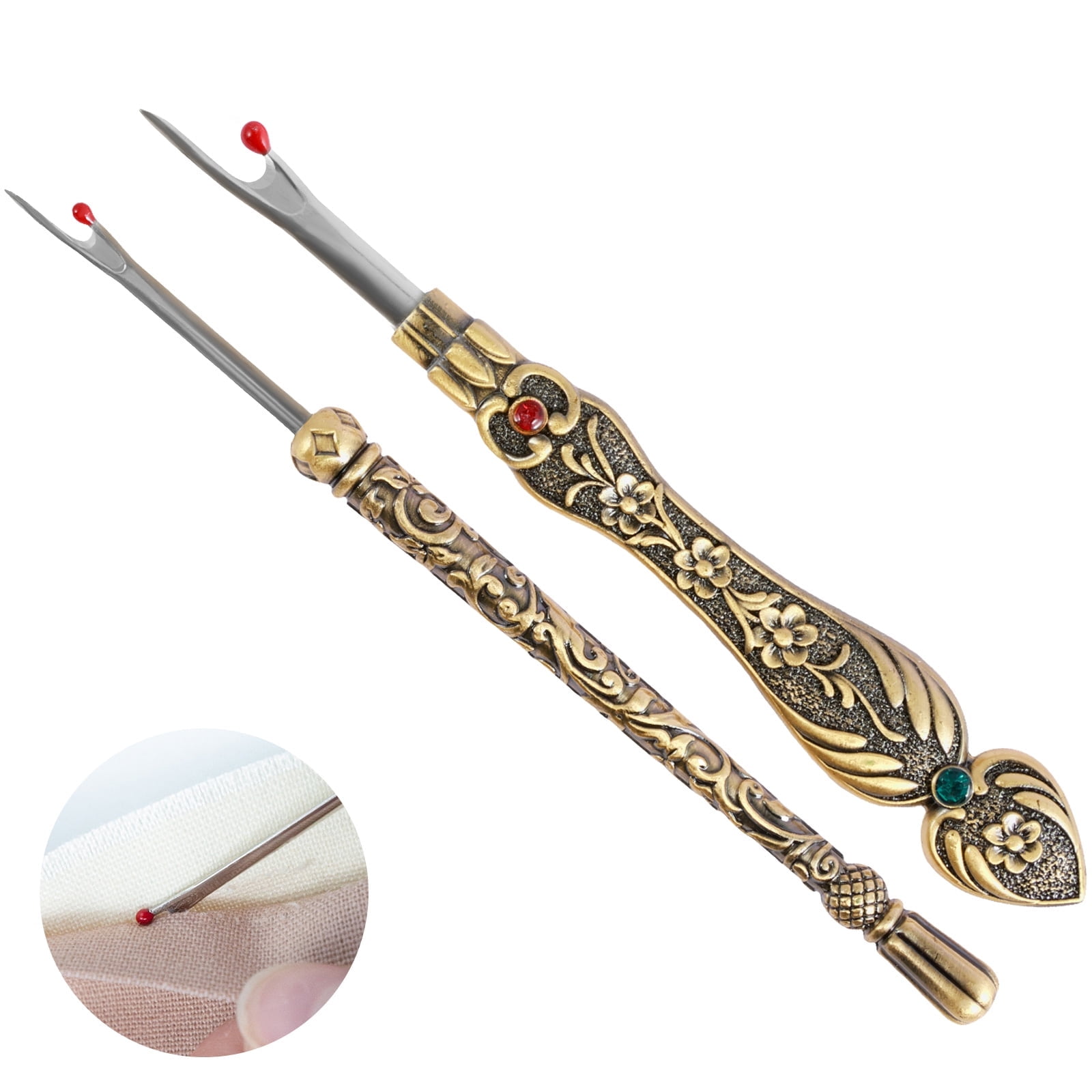 Pluokvzr 2pcs Sewing Thread Remover Vintage Carved Handle Quick Stitch ...