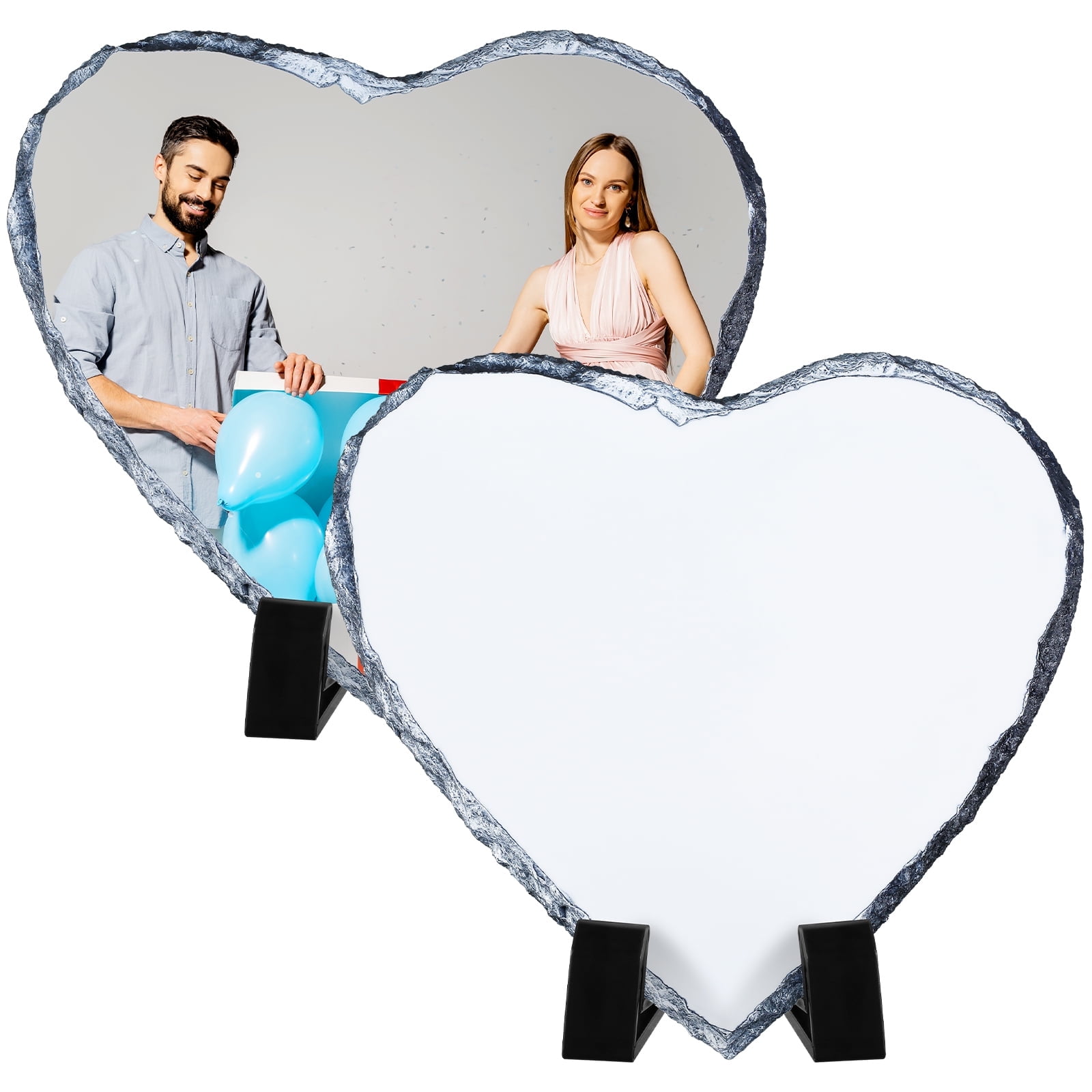 Fznkrag 2Pcs Sublimation Slate Rock Blanks Heart Sublimation Stone ...