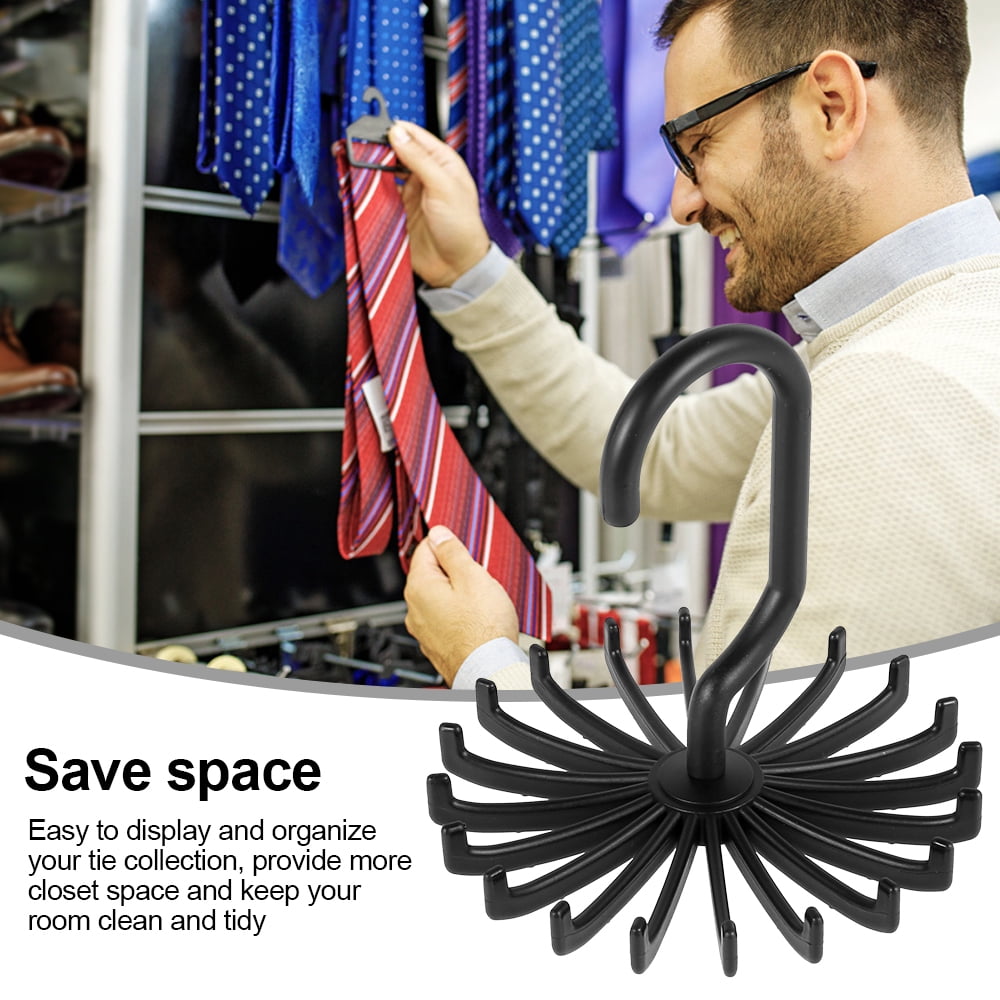 Pluokvzr 2Pcs Tie Holder 360° Rotating Tie Hanger with 20 Hooks Belt ...