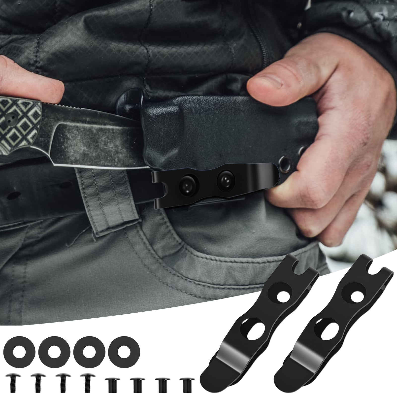 Pluokvzr 2pcs Knife Sheath Belt Clip Stainless Steel Belt Knife Clip ...