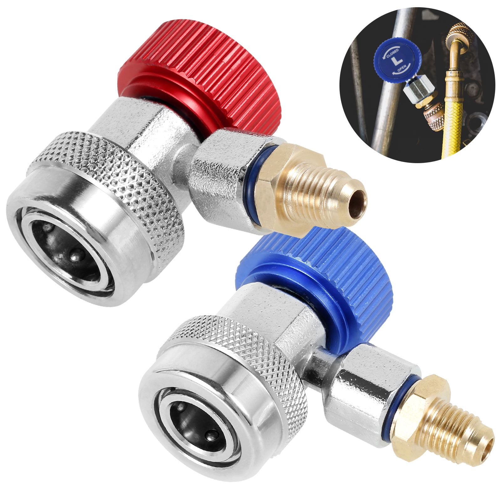 Pluokvzr 2pcs Quick Coupler Adapter Metal Car Air Conditioning Coupler ...