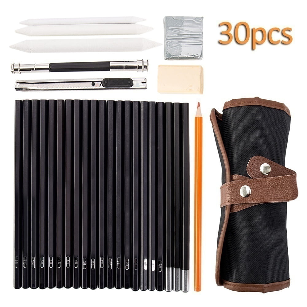 Pluokvzr 30pcs Sketch Tool Kits Cutter Eraser Drawing Set Pencils ...