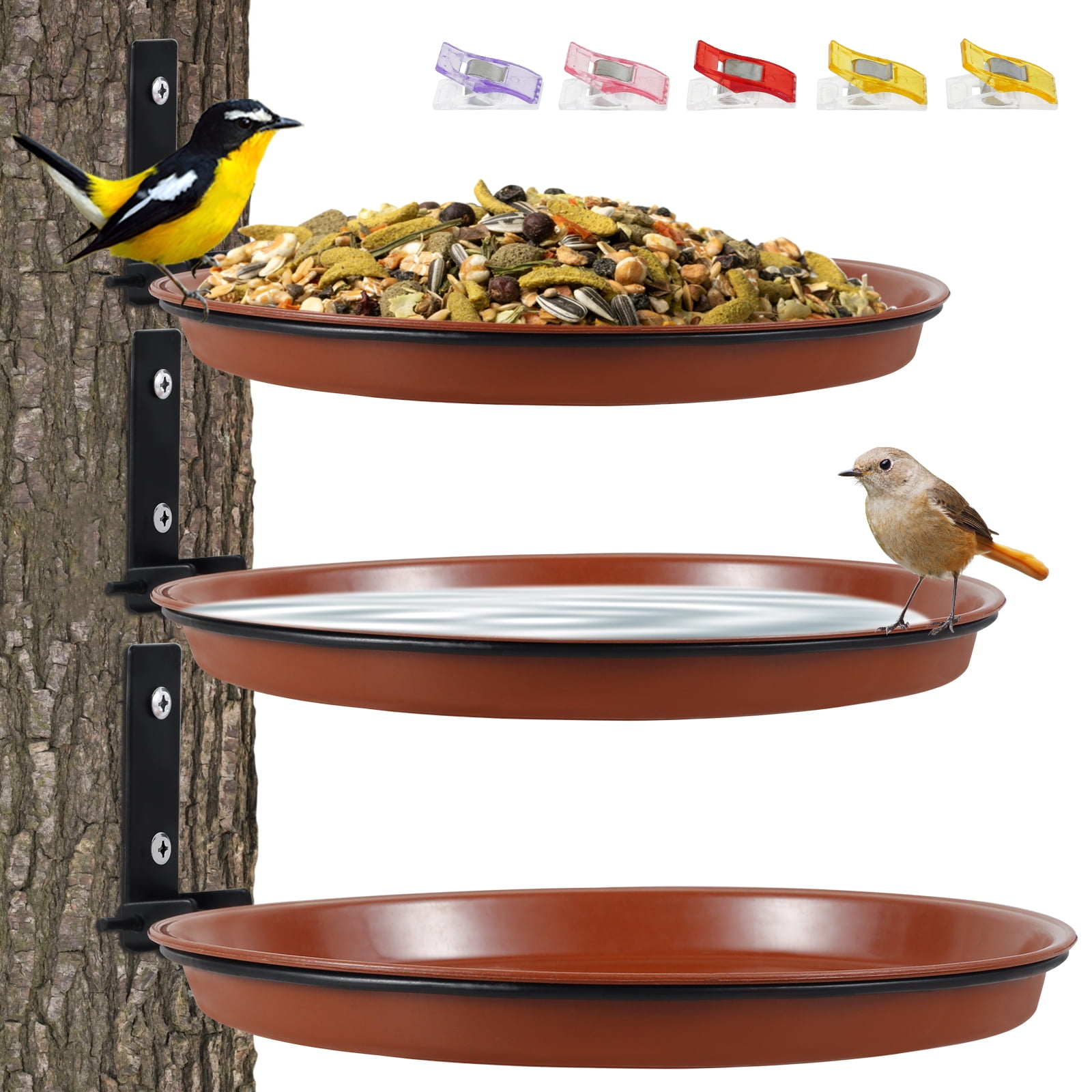 Grusce 3Pcs Bird Trays Tree Mounted Bird Feeders Hanging Bird Seed Tray ...