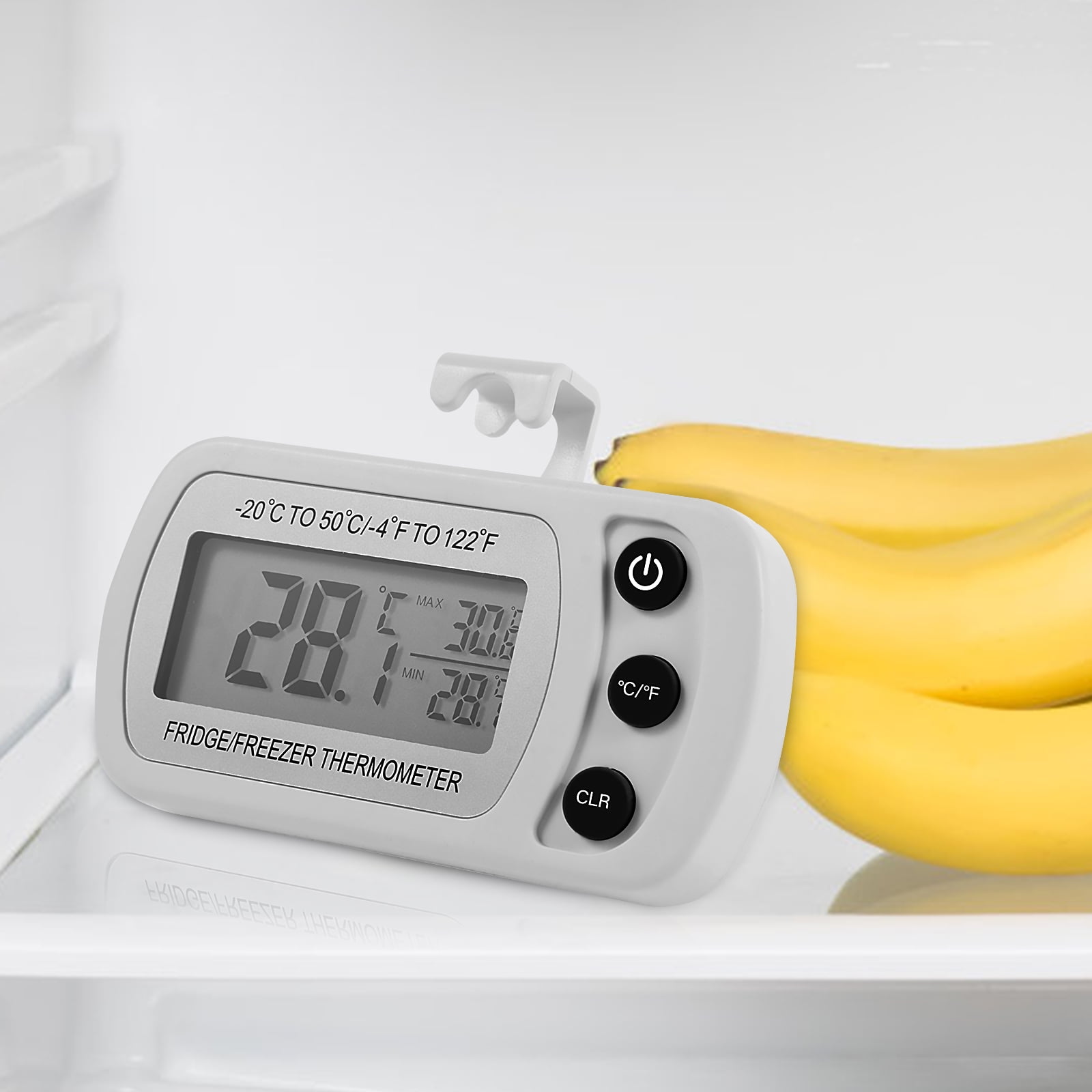 Pluokvzr 4 Pack Fridge Thermometer with Clear Display Screen Portable ...