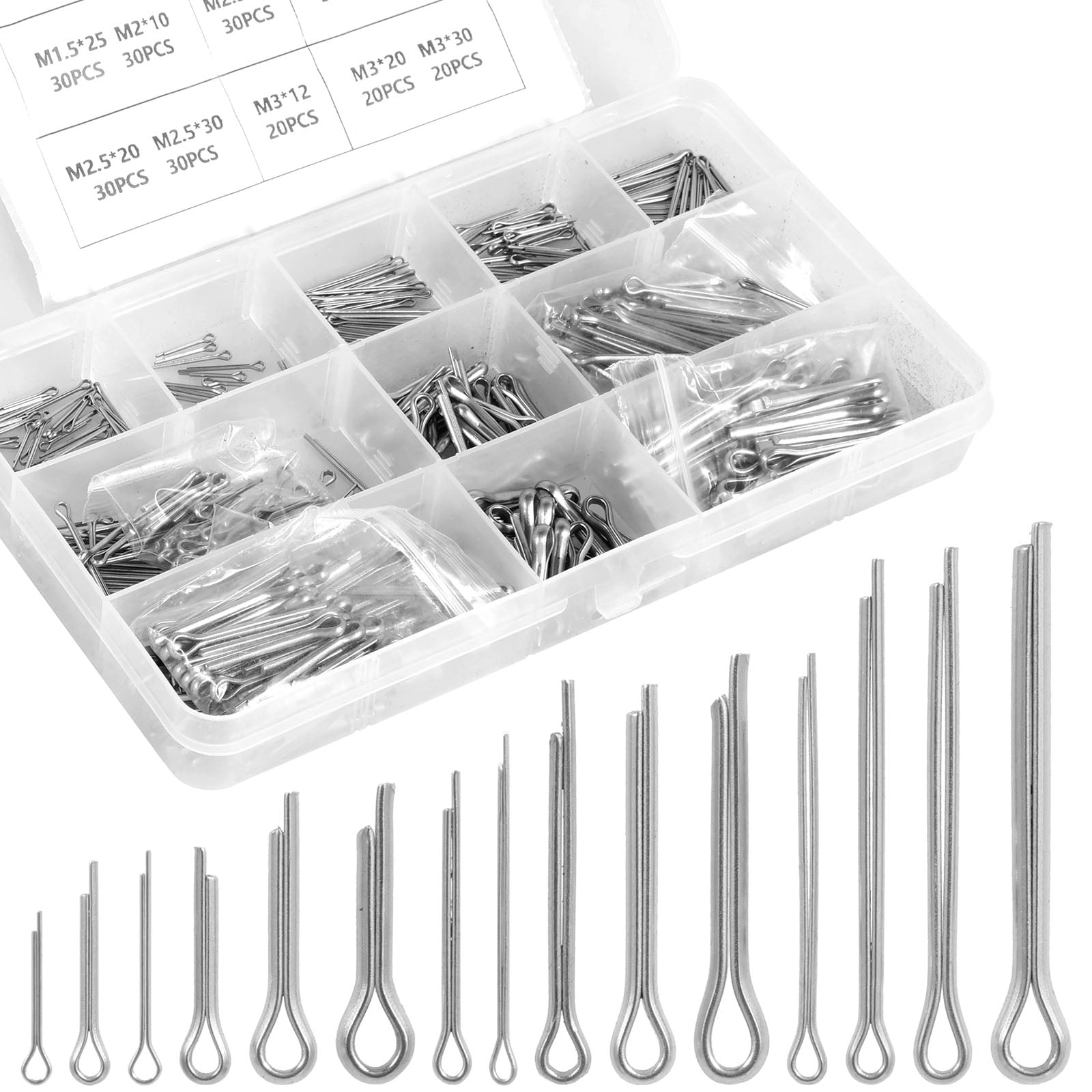 Pluokvzr 420Pcs Cotter Pin Assortment Kit 304 Stainless Steel Split Pin ...