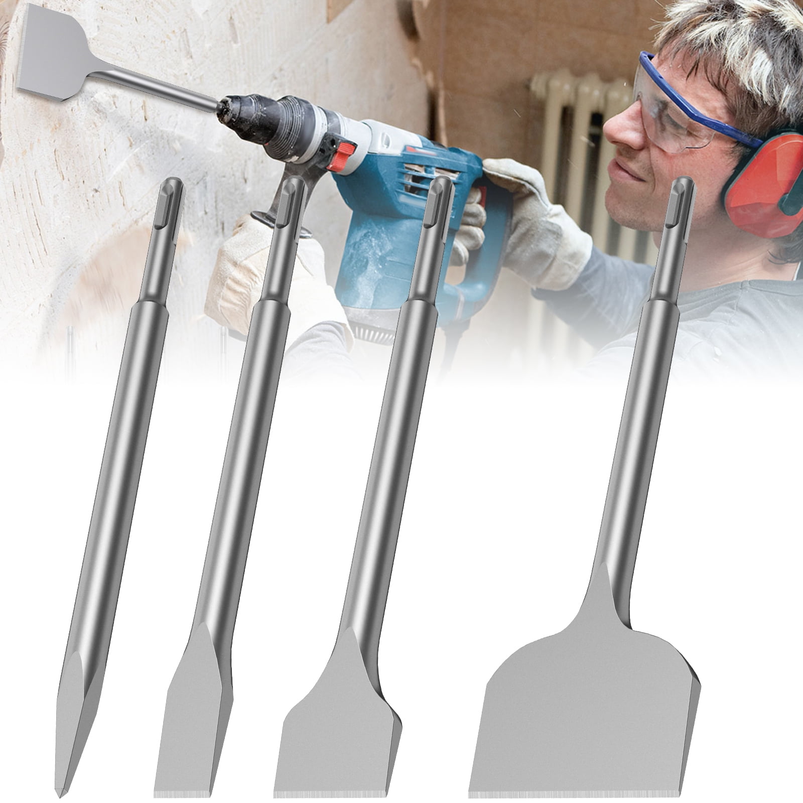 Pluokvzr 4pcs Alloy Chisel Bit Set for SDS Plus Rotary Hammer Wear ...