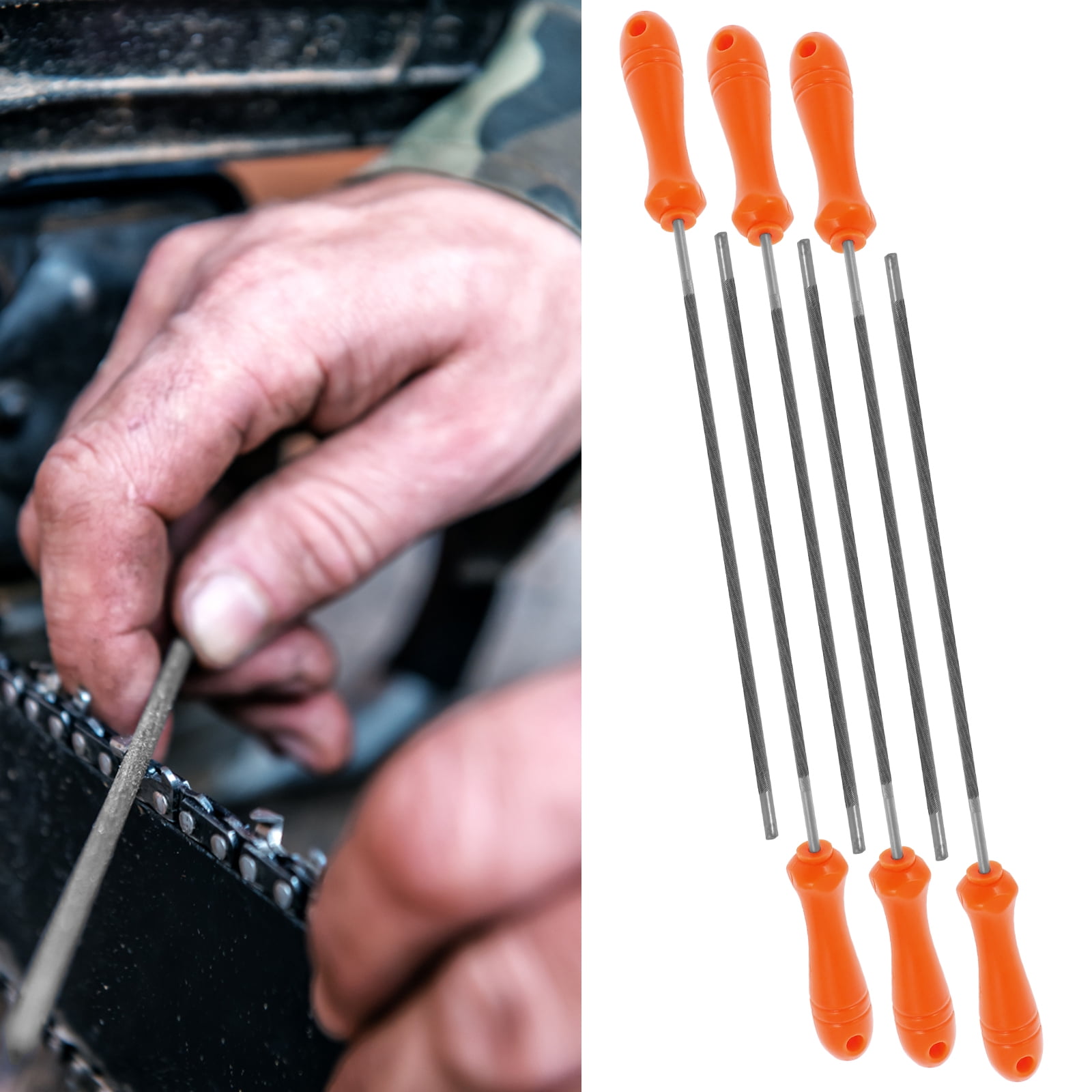 Pluokvzr Chainsaw Chain Sharpening File Set High Strength Steel 4-Piece ...
