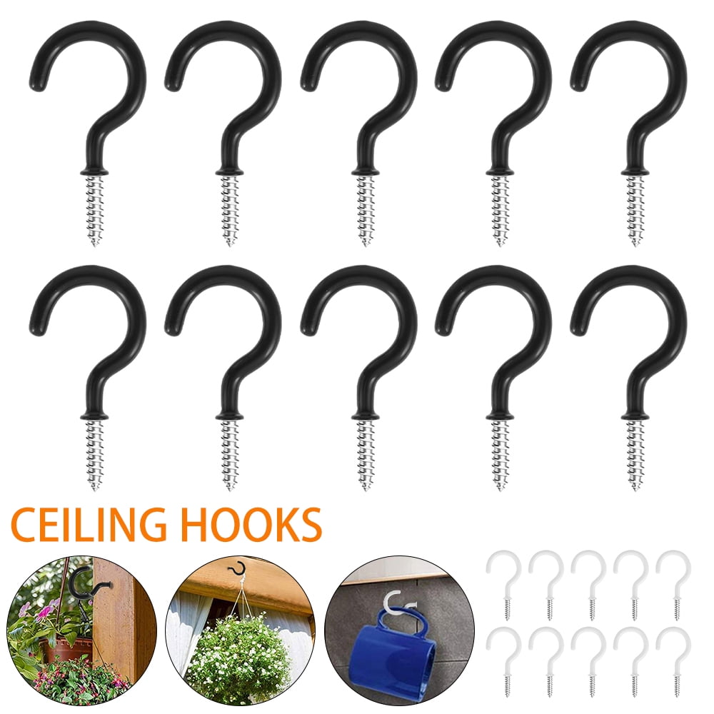 Pluokvzr 50PCS Ceiling Hooks, 2 Inch Vinyl Coated Screw-in Hooks ...