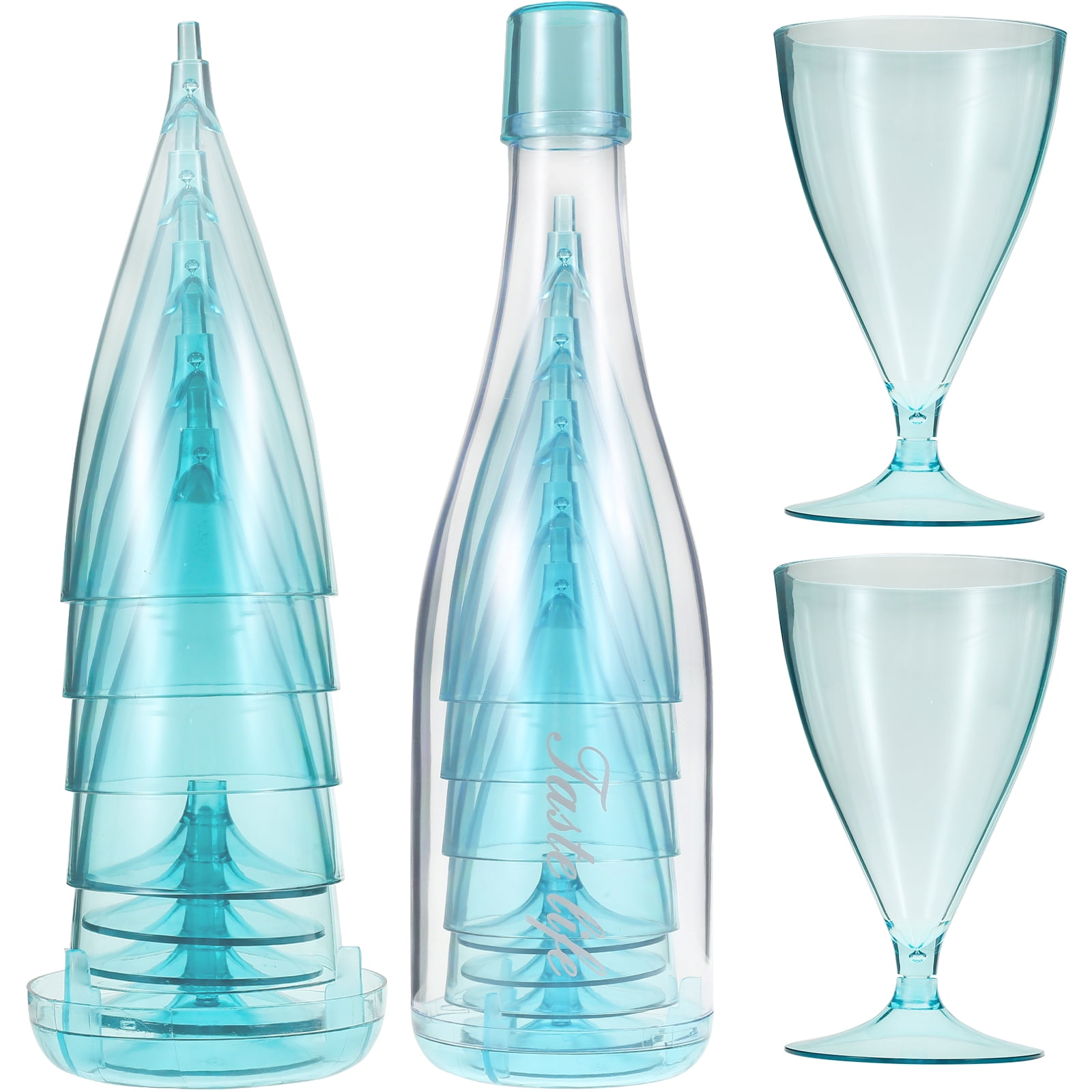 Pluokvzr 5pcs Stackable Champagne Cups Set Reusable Plastic Wine Flutes ...