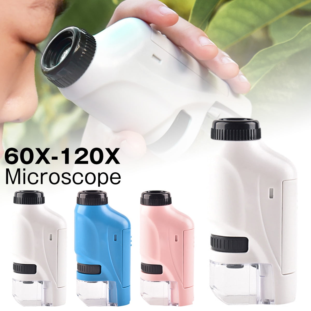 60-120x Pocket Microscope Battery Powered Handheld Mini Microscope with ...