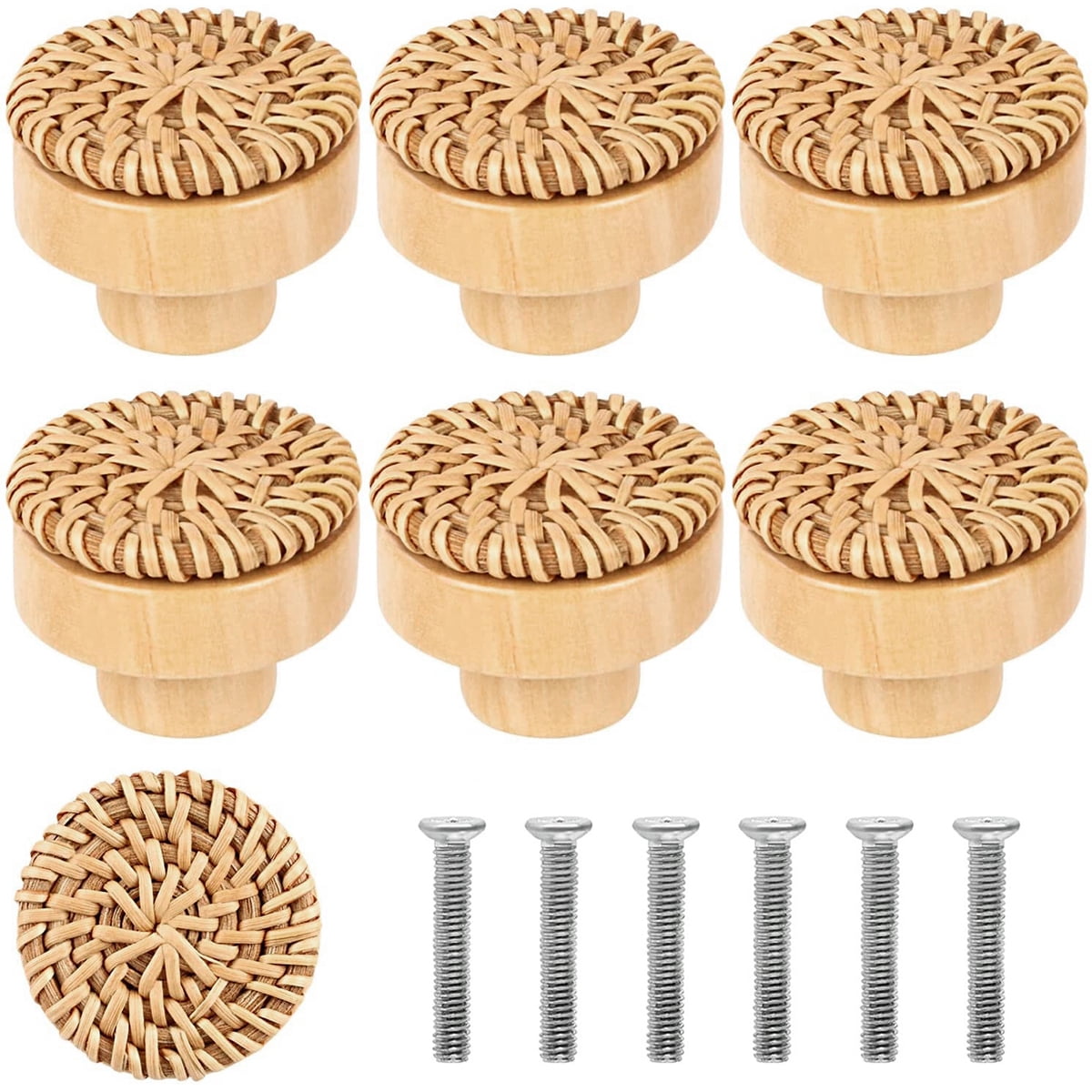 Pluokvzr 6pcs Rattan Drawer Knobs Peculiarity and Diversity Dresser ...