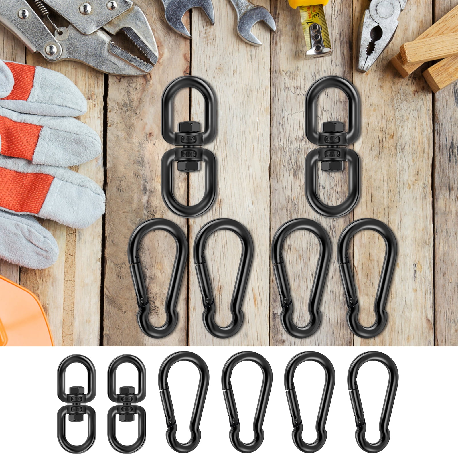 Pluokvzr 6pcs Swivel Ring 304 Stainless Steel Swing Swivel Double Ended ...