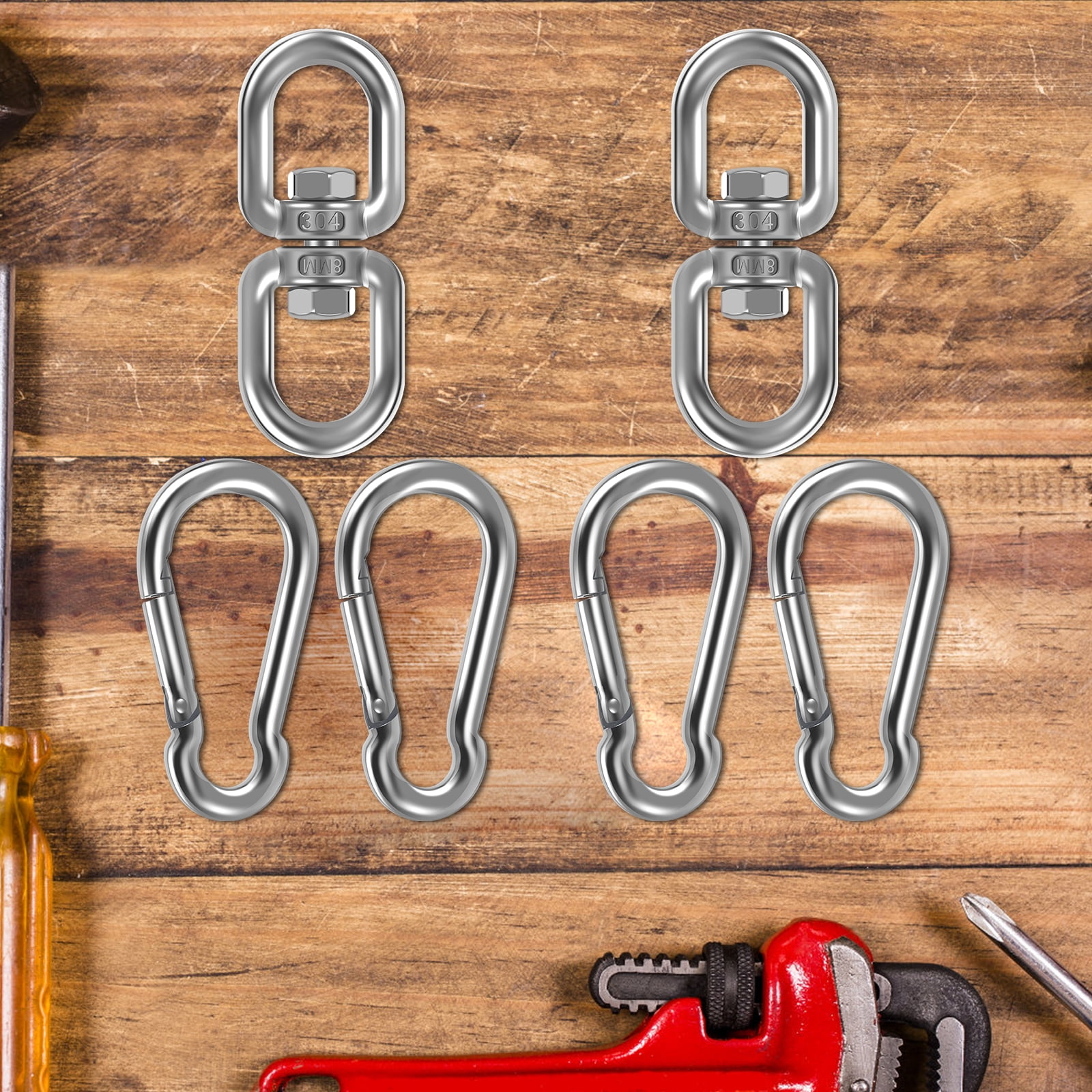 Pluokvzr 6pcs Swivel Ring 304 Stainless Steel Swing Swivel Double Ended ...