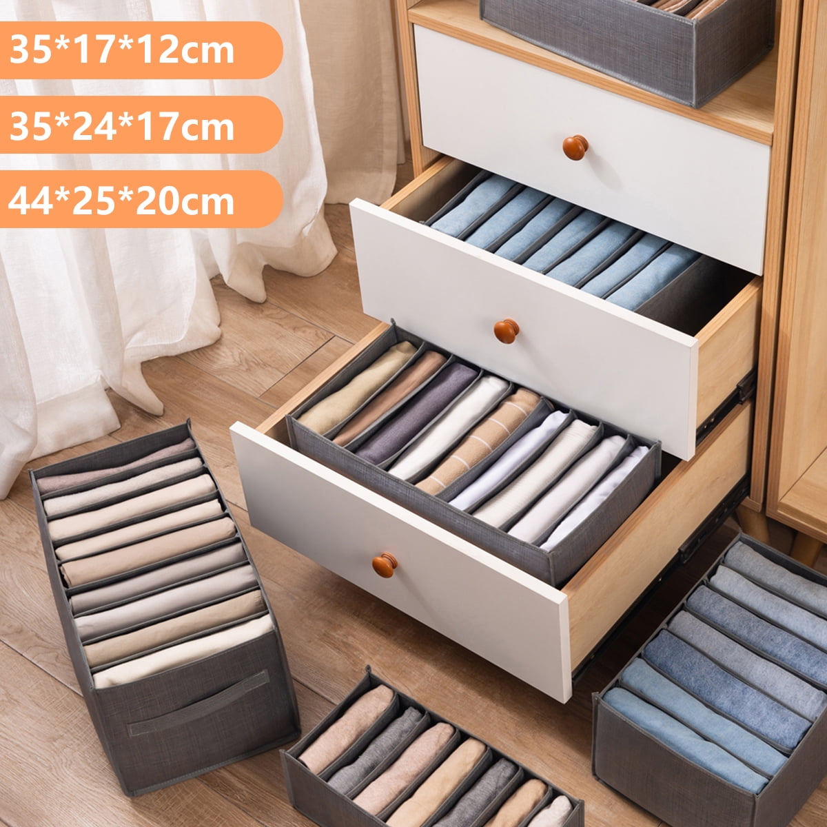 Fznkrag 7/9 Grids Foldable Visible Closet Organizer Clothes Drawer Mesh ...