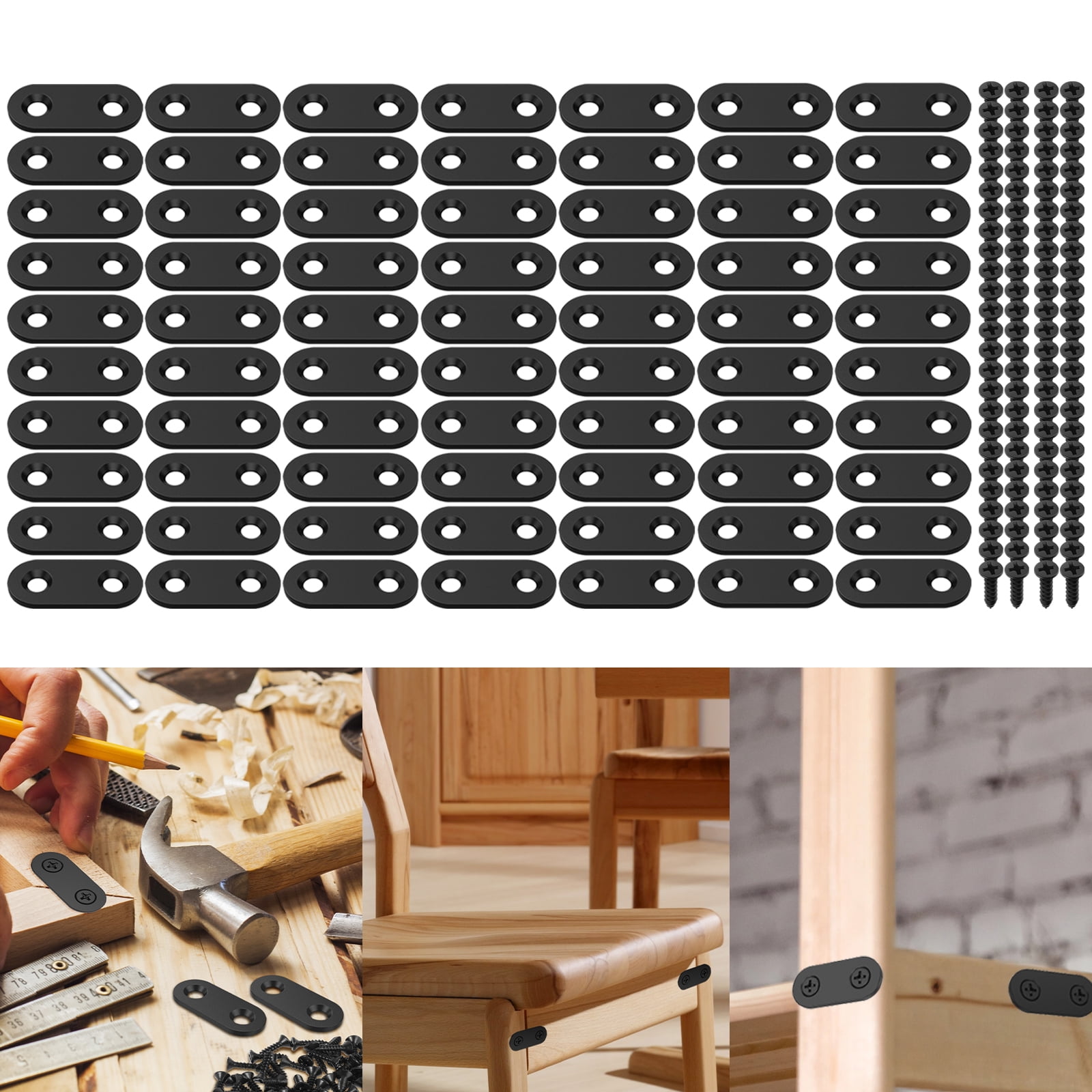 Pluokvzr 70pcs Flat Straight Brace Stainless Steel Flat Plate Straight ...