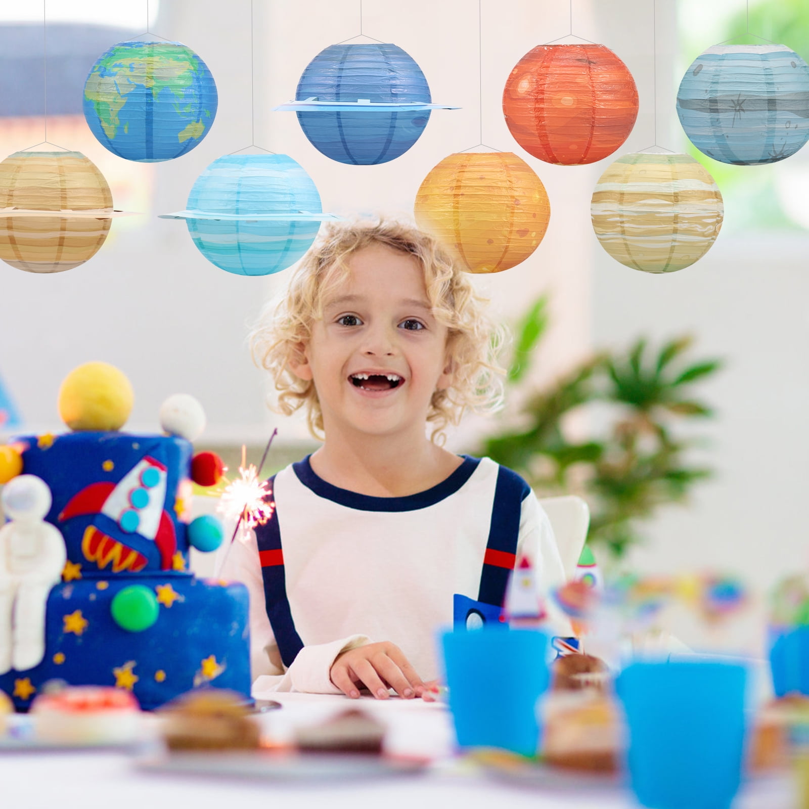 Pluokvzr 8pcs Planet Paper Lanterns Decorative Space Paper Lanterns ...