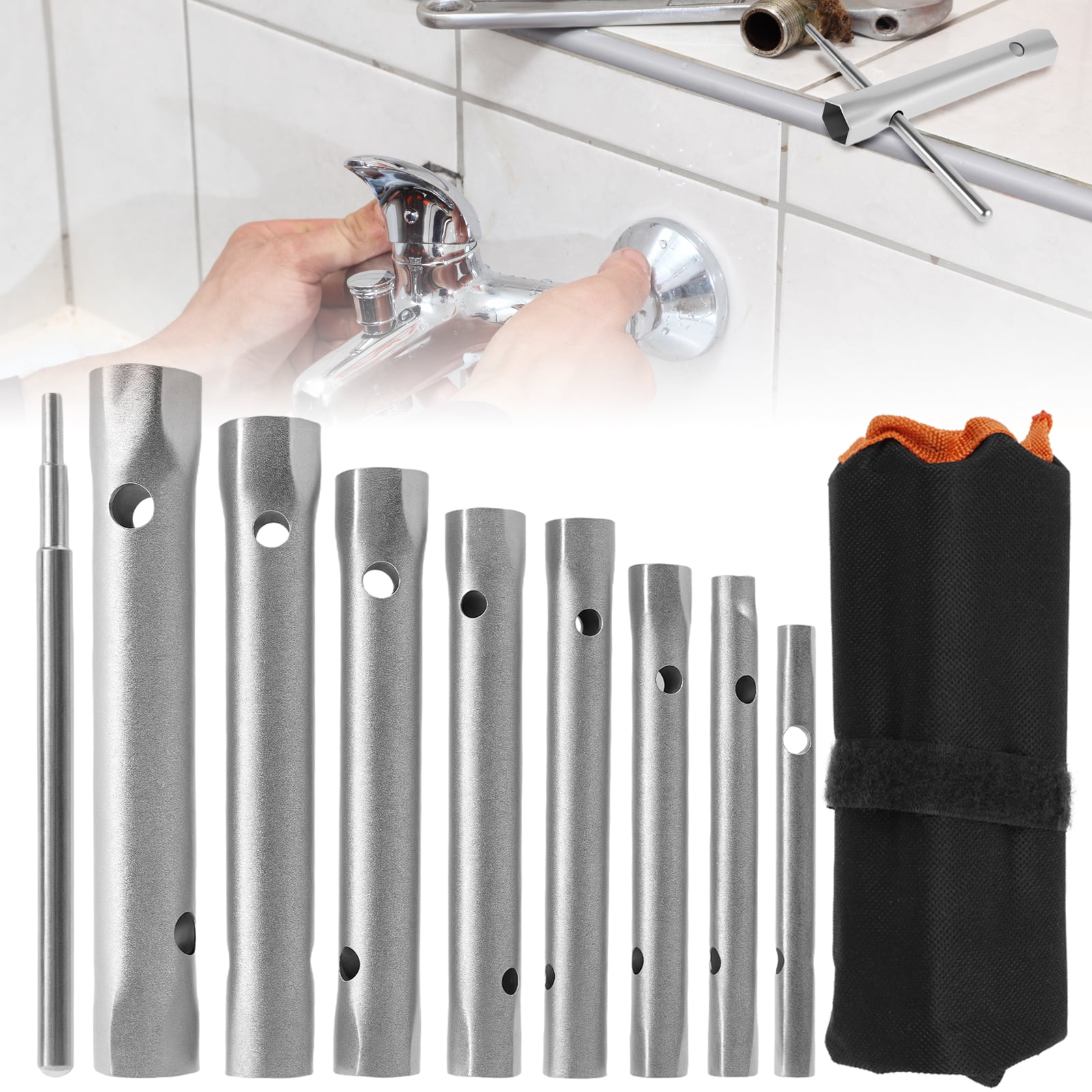 Pluokvzr 9pcs Shower Valve Socket Wrench Set Carbon Steel Plumbers ...