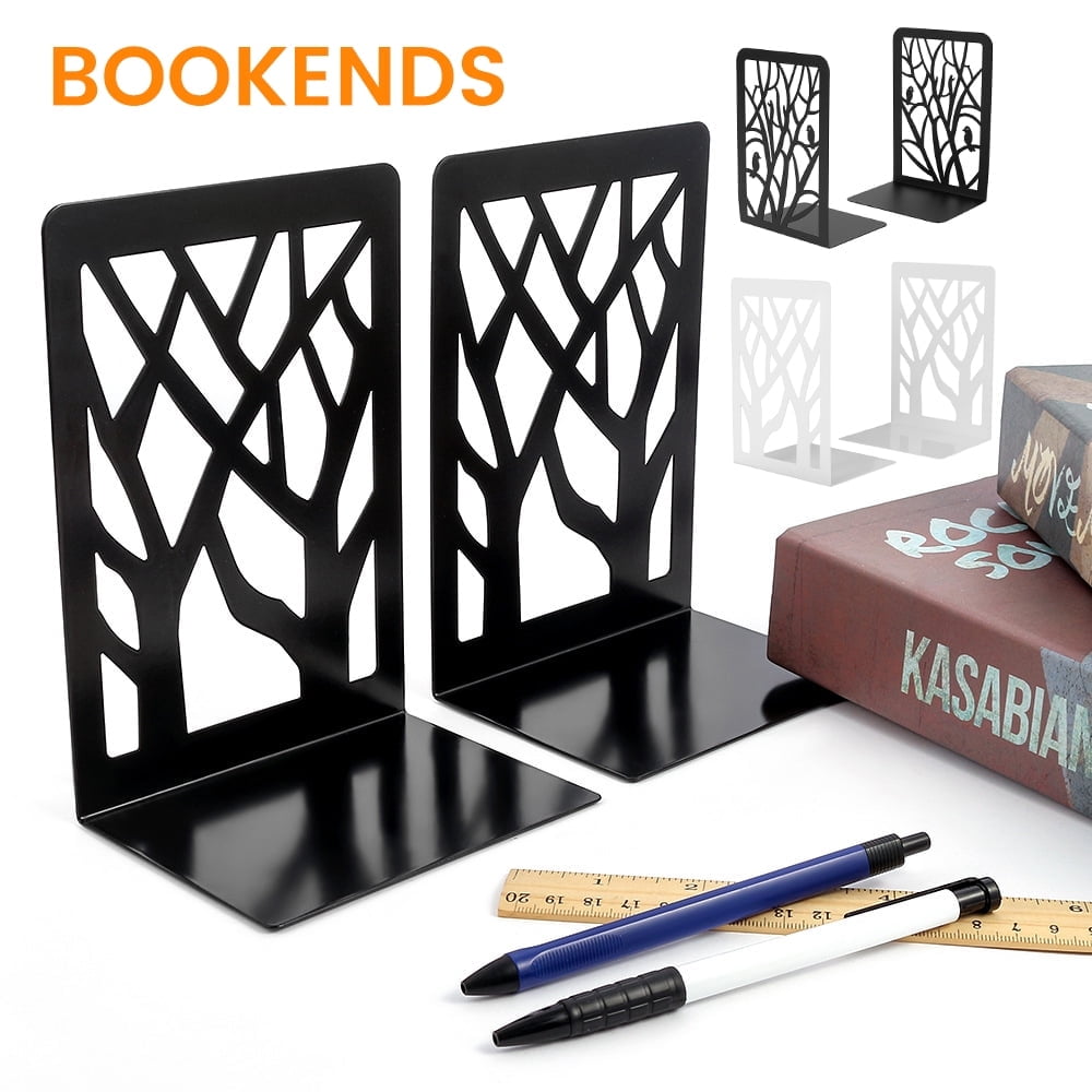 Qenwkxz Tree Design Metal Bookends, Pair for Office & Home, Non-Skid ...