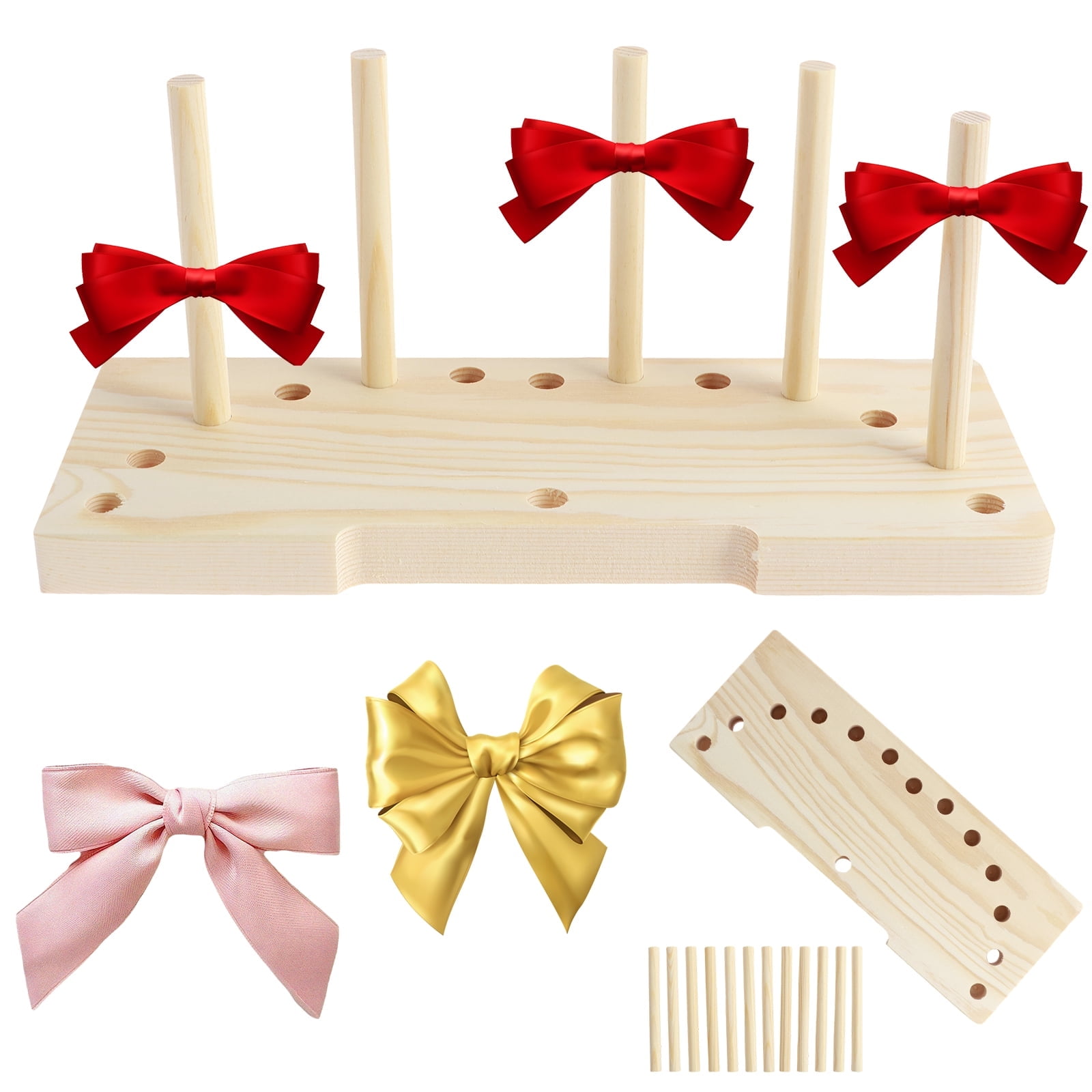 Pluokvzr Bow Maker Wooden Bow Making Tool Adjustable Wood Ribbon Bow ...