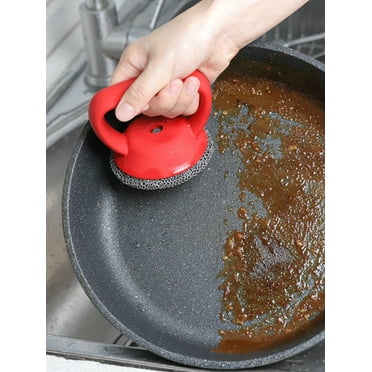 316 Stainless Steel Cast Iron Scrubber with Handle, Round Chainmail ...