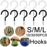 50pcs Cup Hooks Screw-in Wall 1/2 Inch Metal Thread Square Hooks Great ...