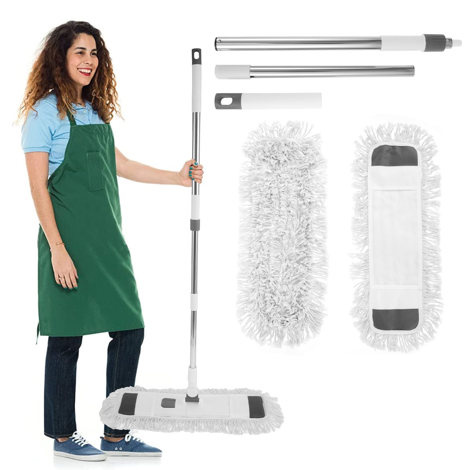 Pluokvzr Commercial Dust Mop with 49In Long Handle and 2 Mop Pads ...