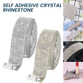 Eanloly Self-Adhesive Rhinestone Ribbon, 4 Rolls, Silver, 2mm Bling ...