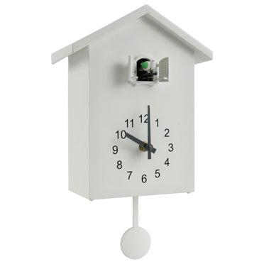 Minimalist Cuckoo Clock with Chimer, Pendulum, Battery Powered Bird ...