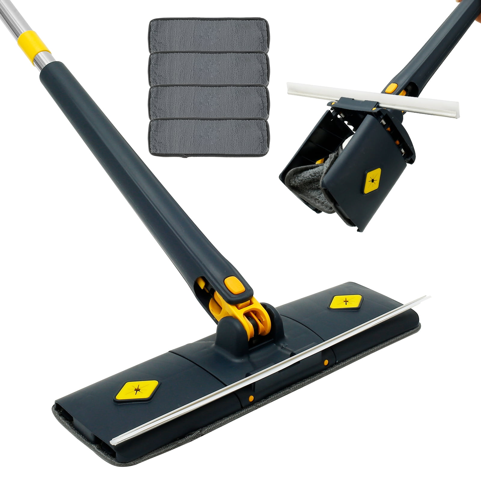 Fznkrag Flat Mop 360掳 Rotatable Cleaning Mop with Scraper Push Pull ...