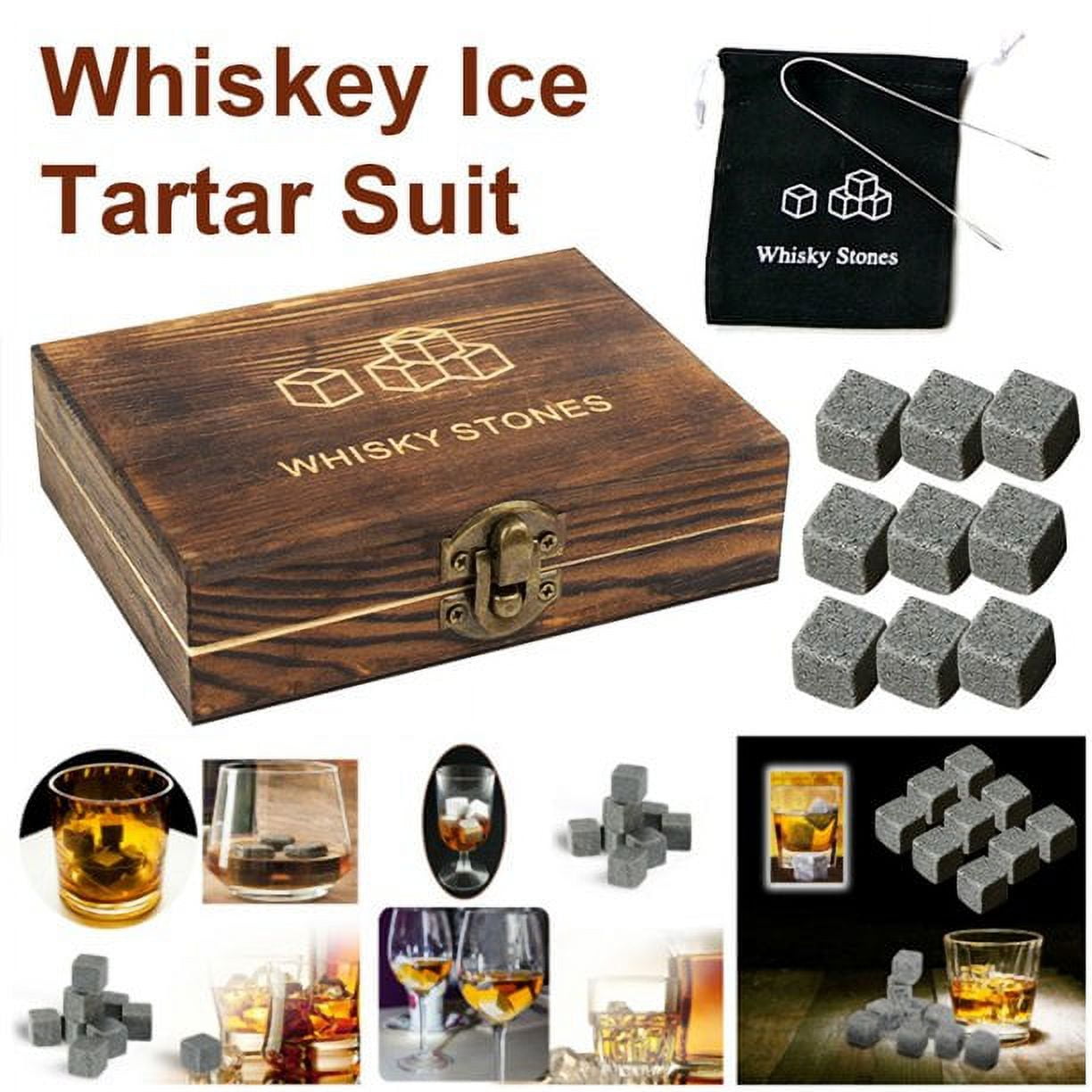 Fznkrag Food-Grade Stainless Steel Ice Cubes Set Whiskey Ice Stones ...