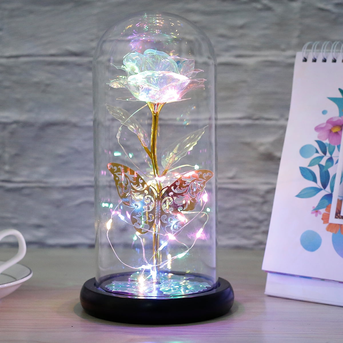 Glass Rose Flower,Handmade Led Light Up Roses Flowers Womens Gifts for ...