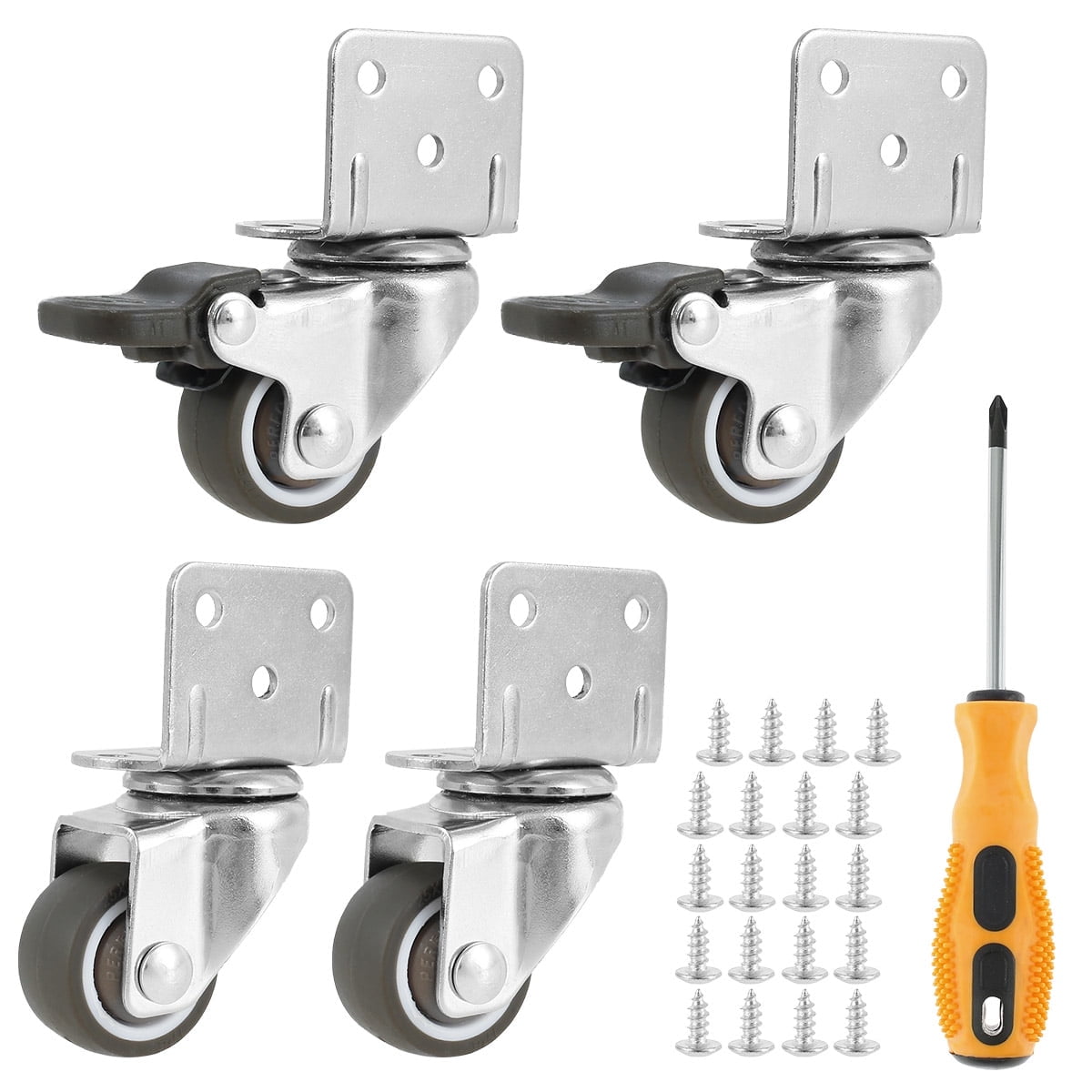 Pluokvzr Heavy Duty Casters,Lockable Bearing Caster Wheels with Brakes ...