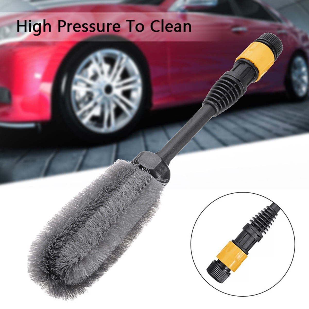 Pluokvzr High Pressure Car Wash Brush Connect Water Tube Wheel Scrubber ...