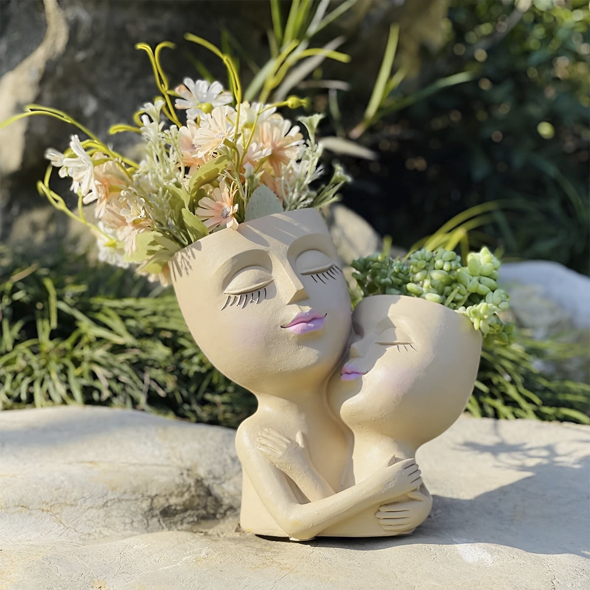 Pluokvzr Humanoid Flower Pots Cute Human Shaped Planter Drainage Resin ...