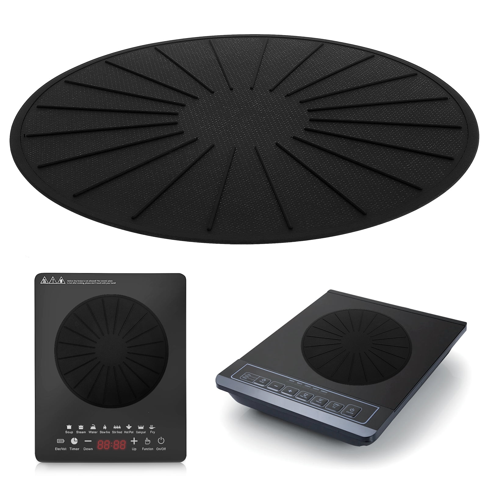 Pluokvzr Induction Cooktop Mat 11inch Silicone Stovetop Mat Pot Mat ...