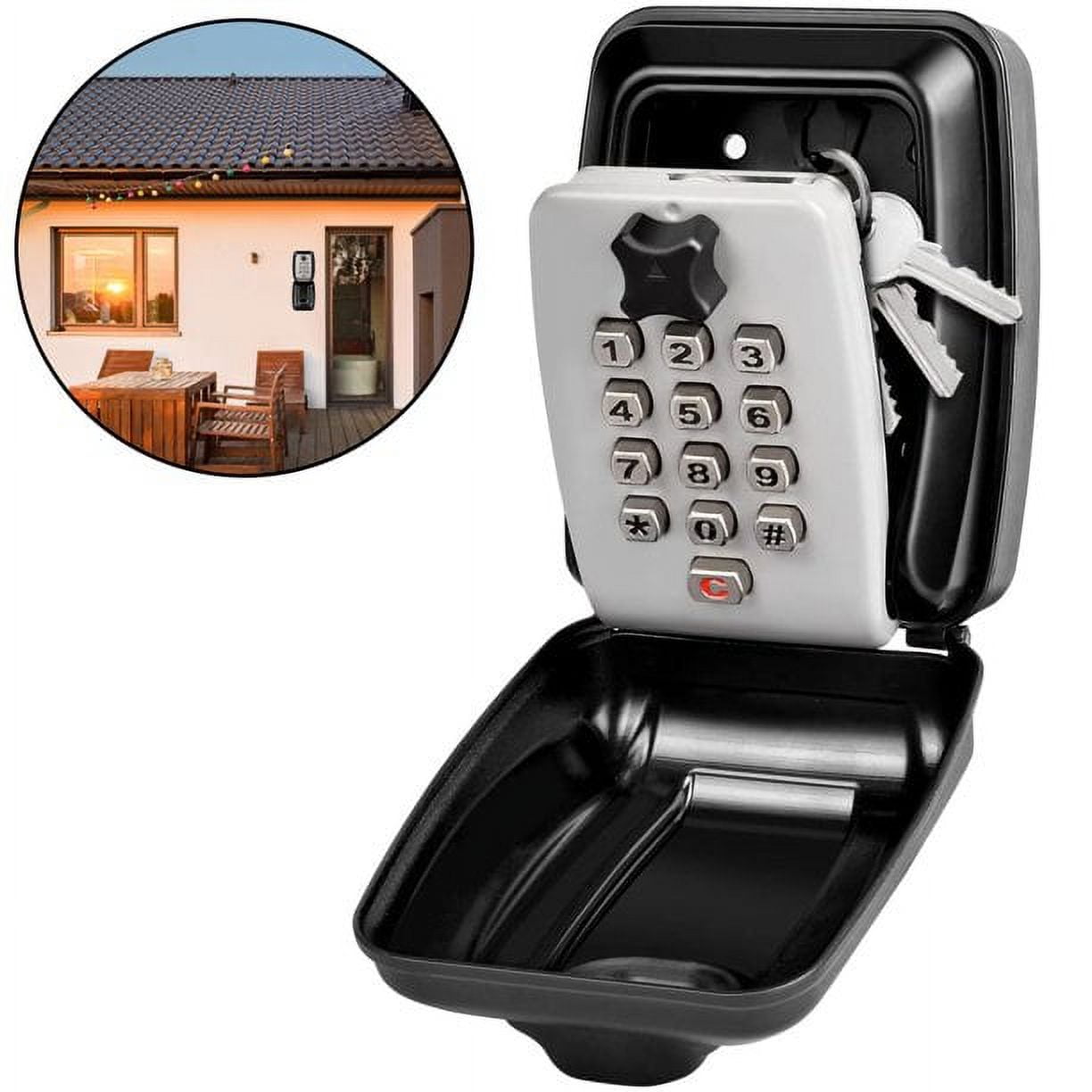 Pluokvzr Key Lock Box with Push Button Wall Mounted Spare Key Storage ...