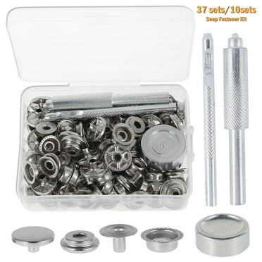 25 Sets Snap Fasteners Tool Kit, 100Pcs DIY Metal Snaps Buttons with ...