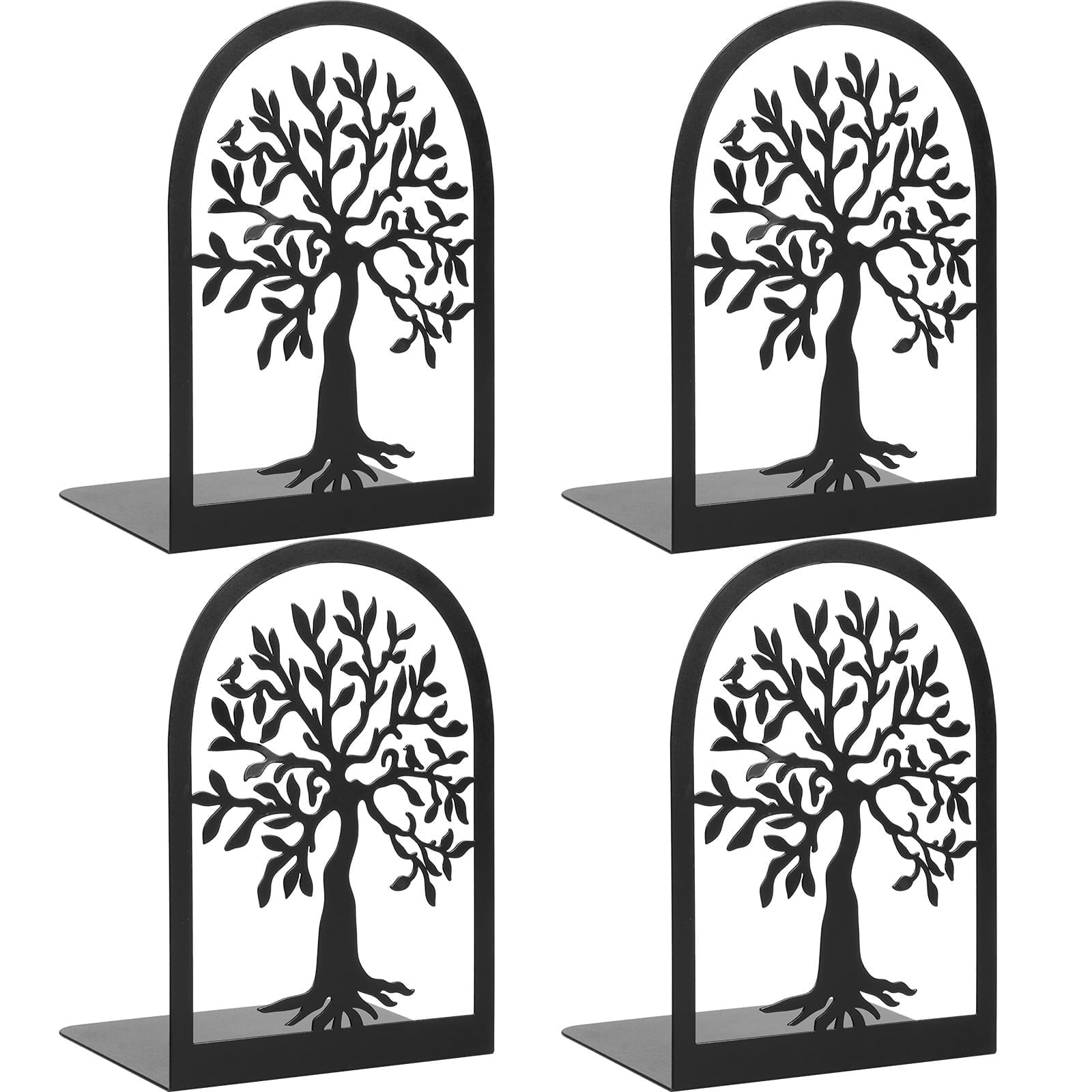 Keyohome Metal Bookends,4Pcs Tree of Life Book Ends,Non Skid Book ...