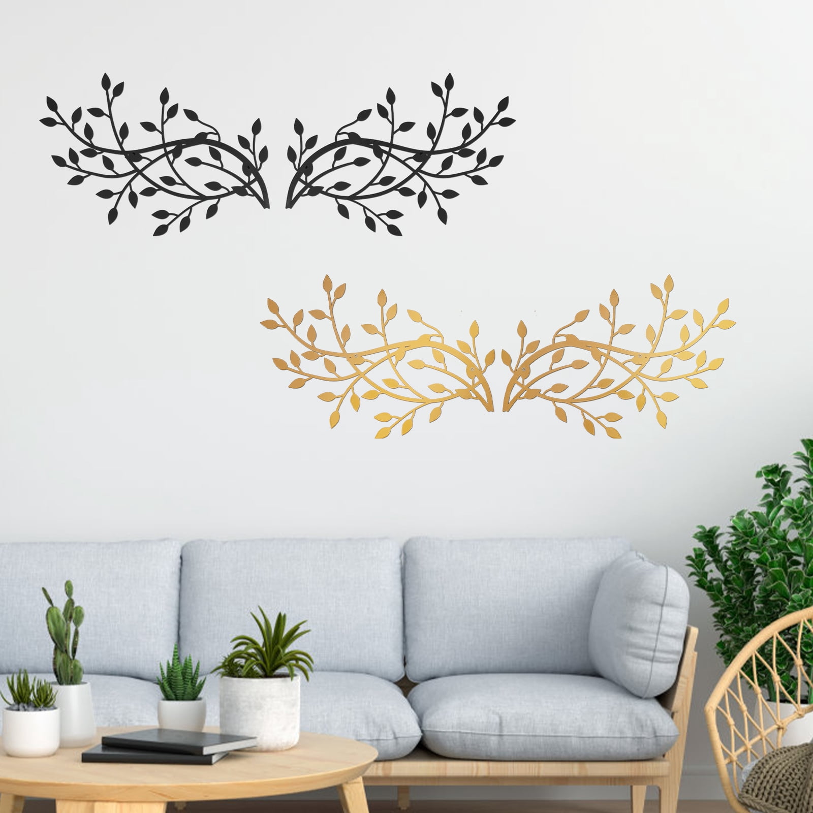 Pluokvzr Metal Tree Leaf Wall Decor Vine Olive Branch Leaf Wall Decor ...