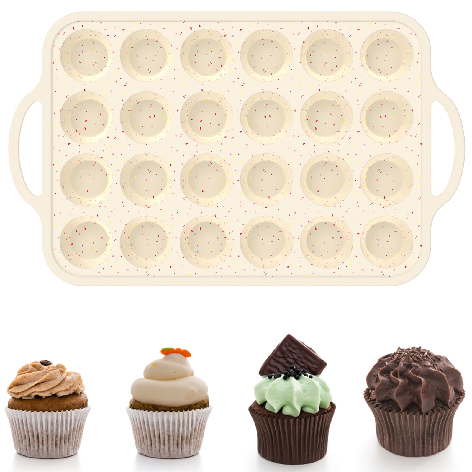 Pluokvzr Mini Muffin Pan Silicone Mini Muffin Molds Metal Reinforced ...