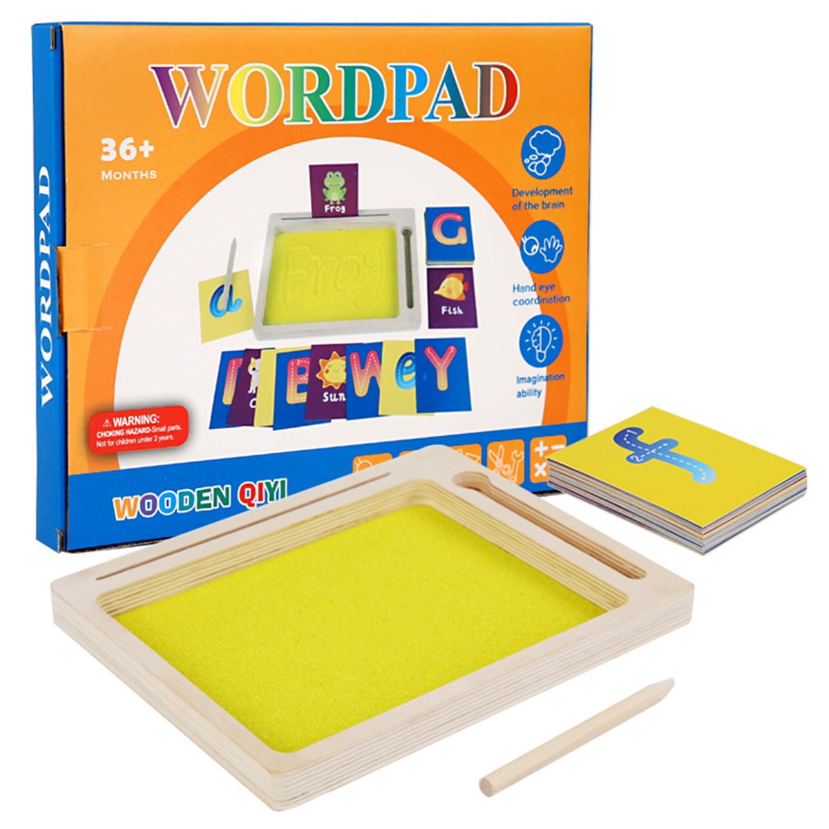 Fznkrag Montessori Sand Tray Toys Wooden Sand Scraping Box for Writing ...