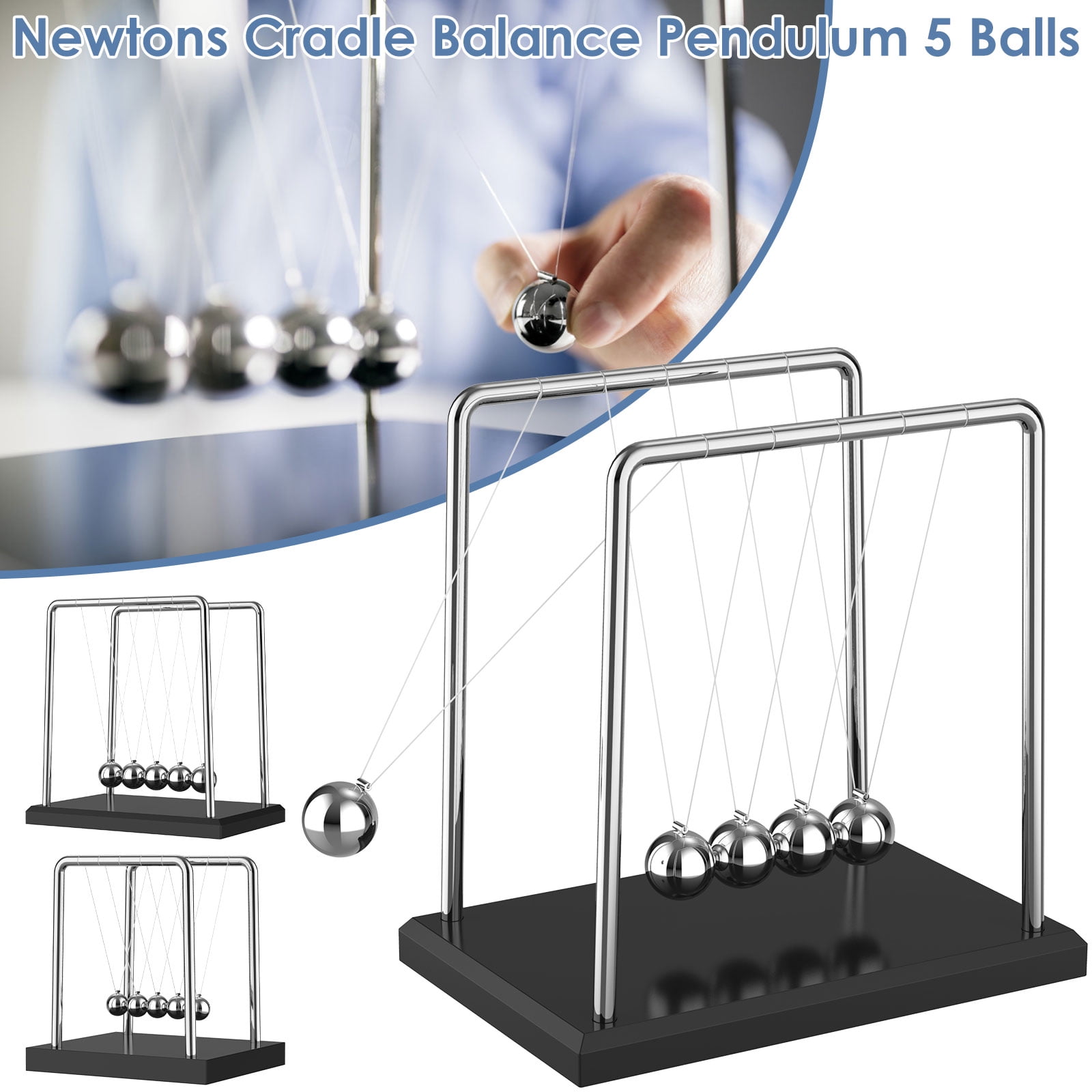 Pluokvzr Newton Cradle Balance Balls,Swinging Kinetic Balls,Stainless ...