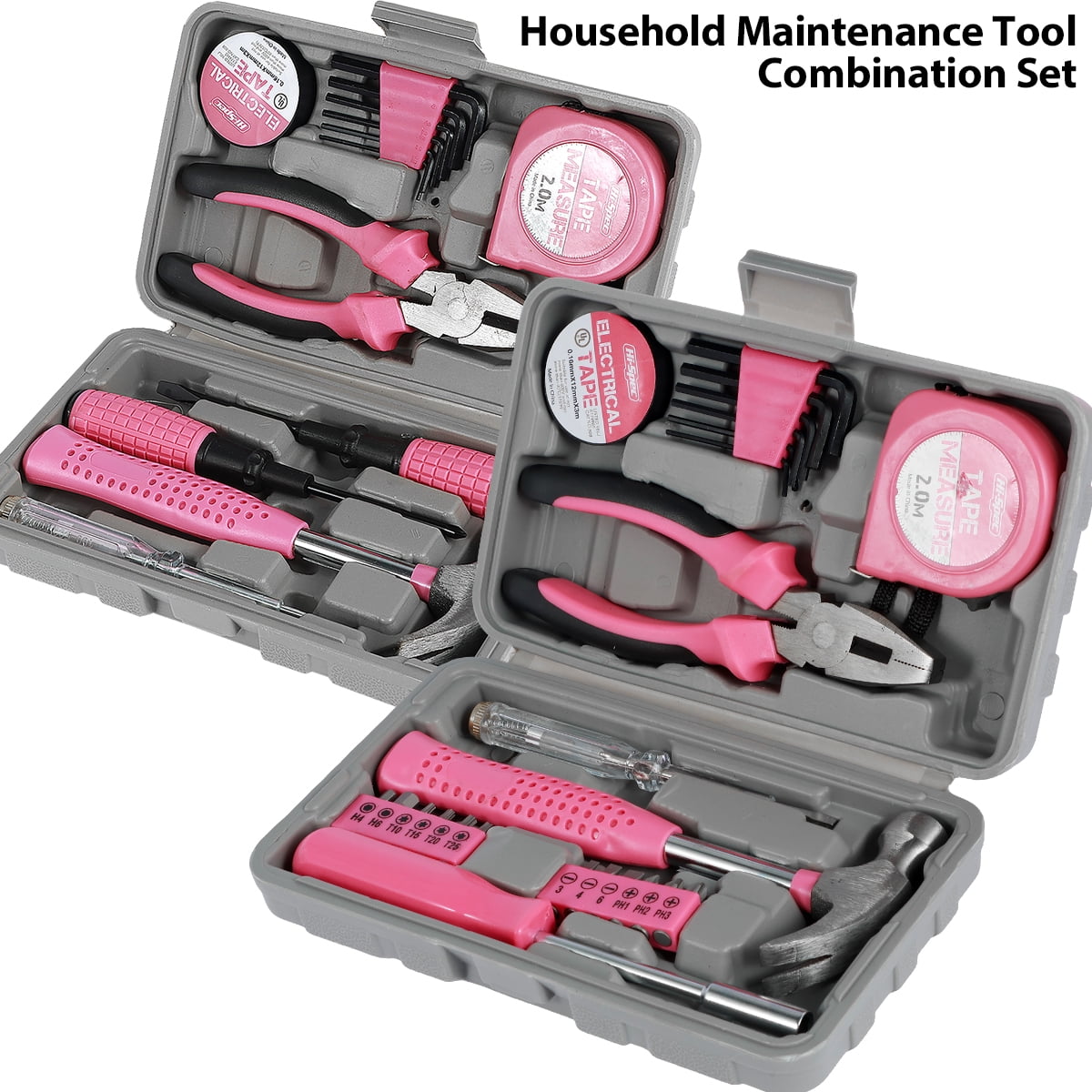 Pluokvzr Pink Tool Set, 13/24 Piece Lady's Portable Home Repairing Tool ...