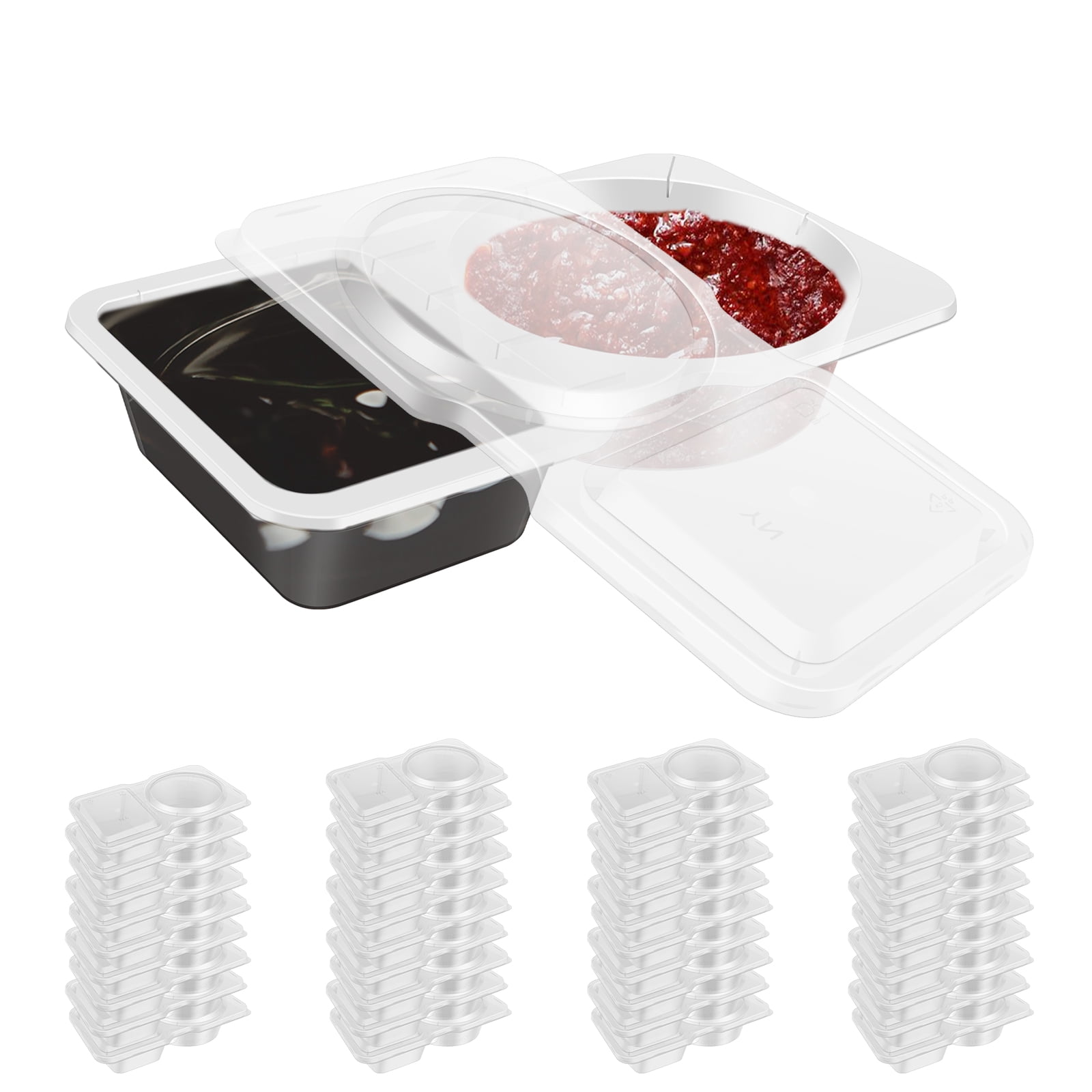 Pluokvzr Plastic Compartment Snack Containers Reusable Double ...