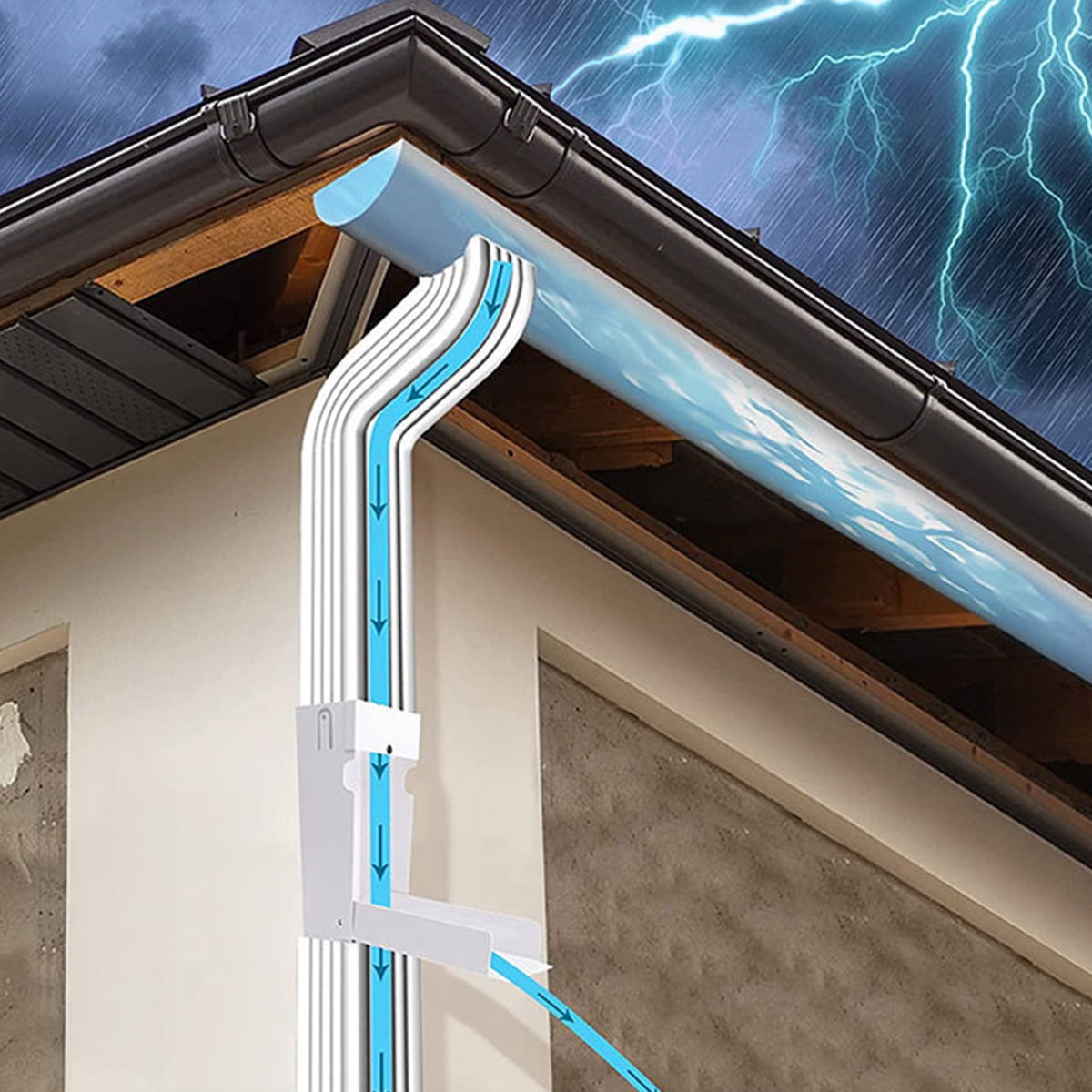 Pluokvzr Rainwater Collection Diverter Metal Downspout Diverter Sturdy ...