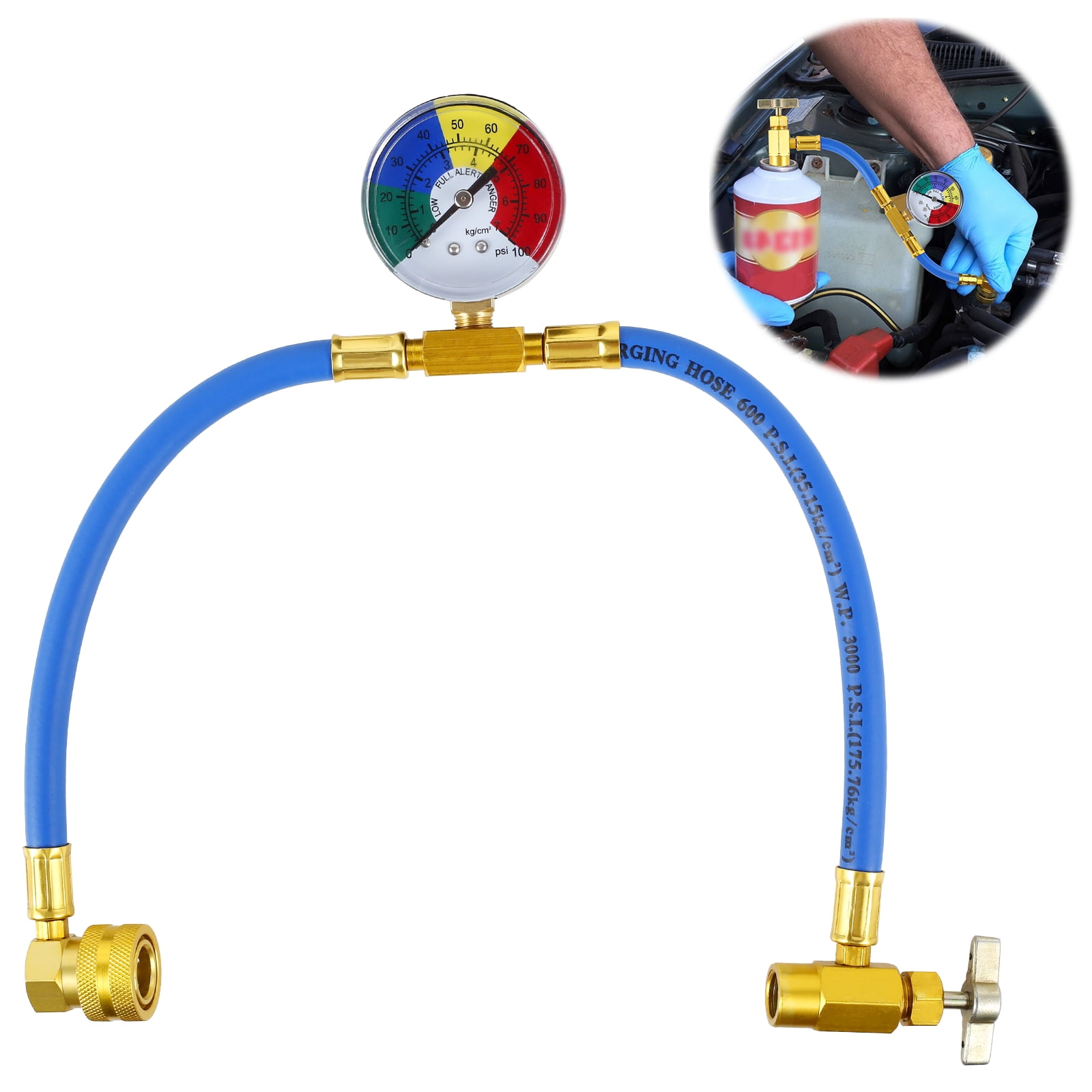 Pluokvzr Refrigerant Charge Hose Metal AC Refrigerant Recharge Hose Kit ...