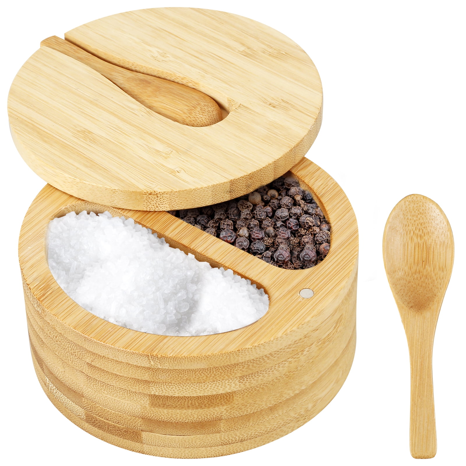 Fznkrag Salt and Pepper Bowl Bamboo Salt Keeper Duet Salt and Pepper ...