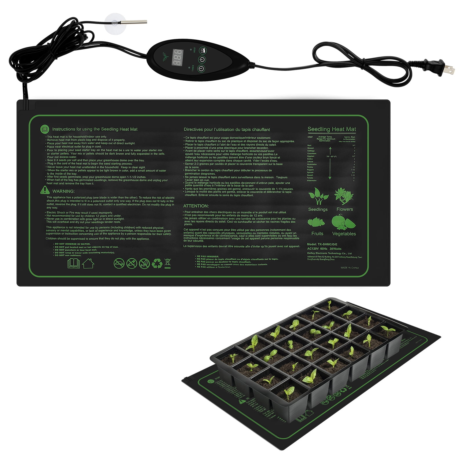 Pluokvzr Seedling Heat Mat Waterproof Seed Heating Mat Compact Plant ...